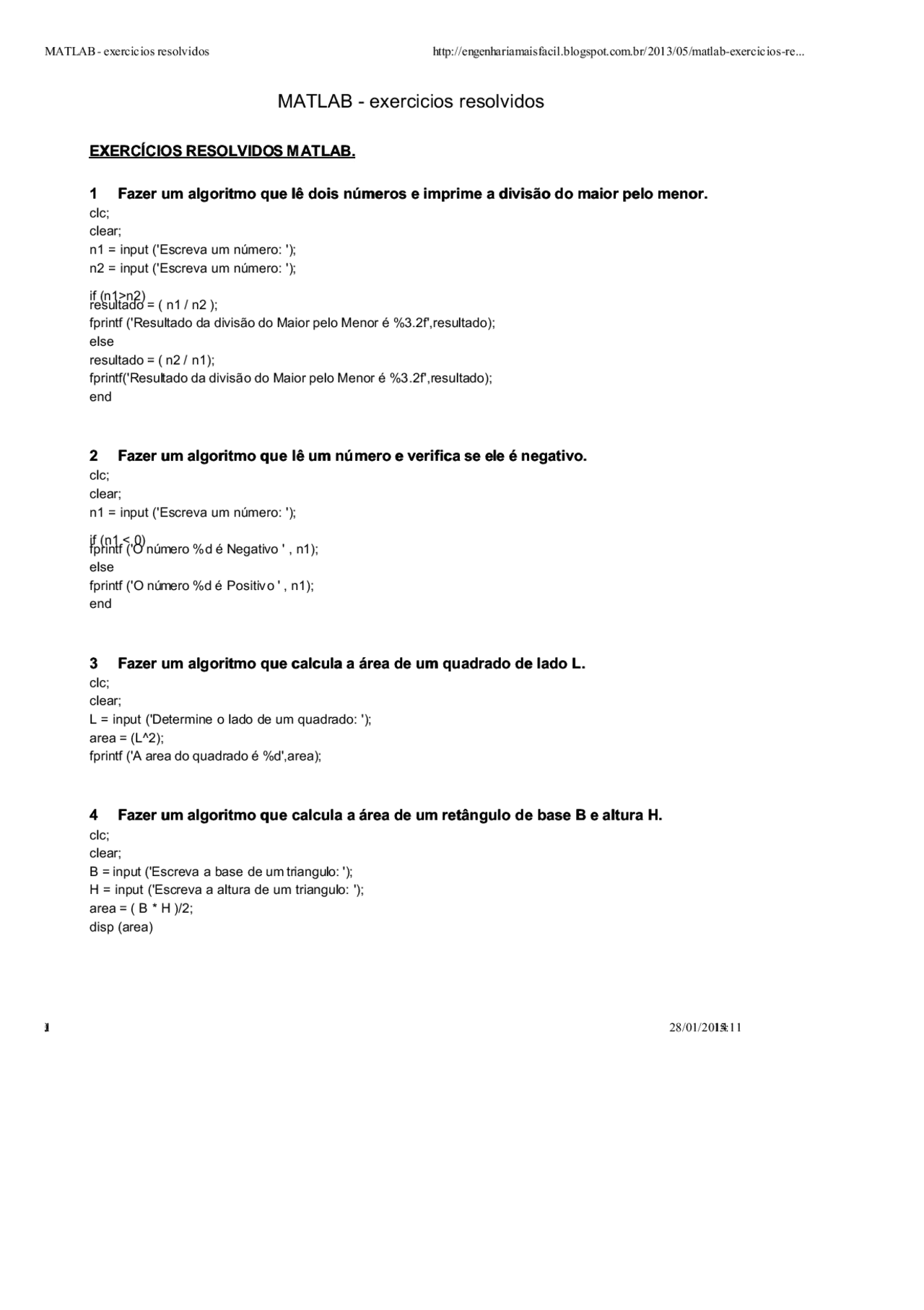 Exercícios Matlab Ciclos E Funções Resolvidos Docsity