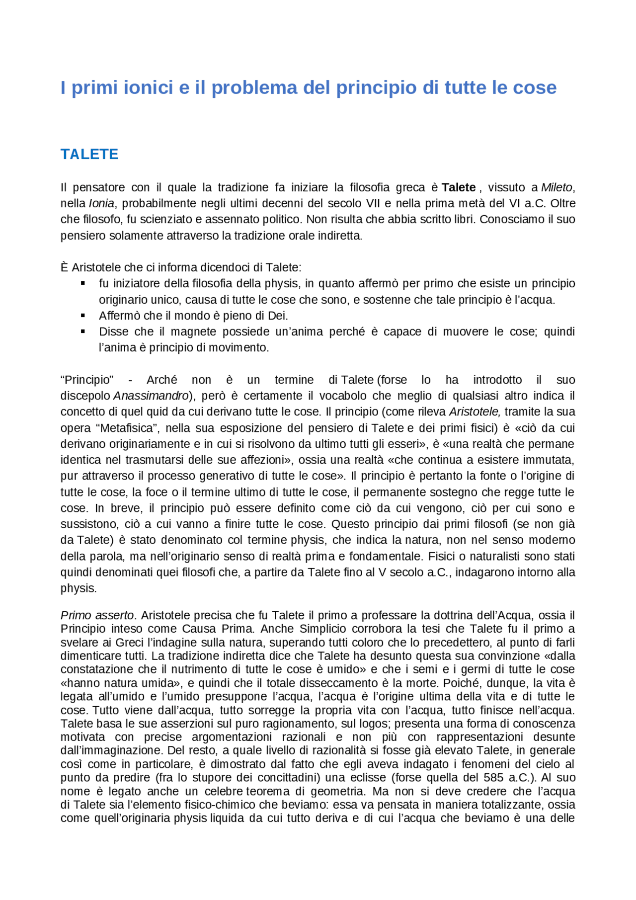 Appunti Filosofi Ionici Docsity