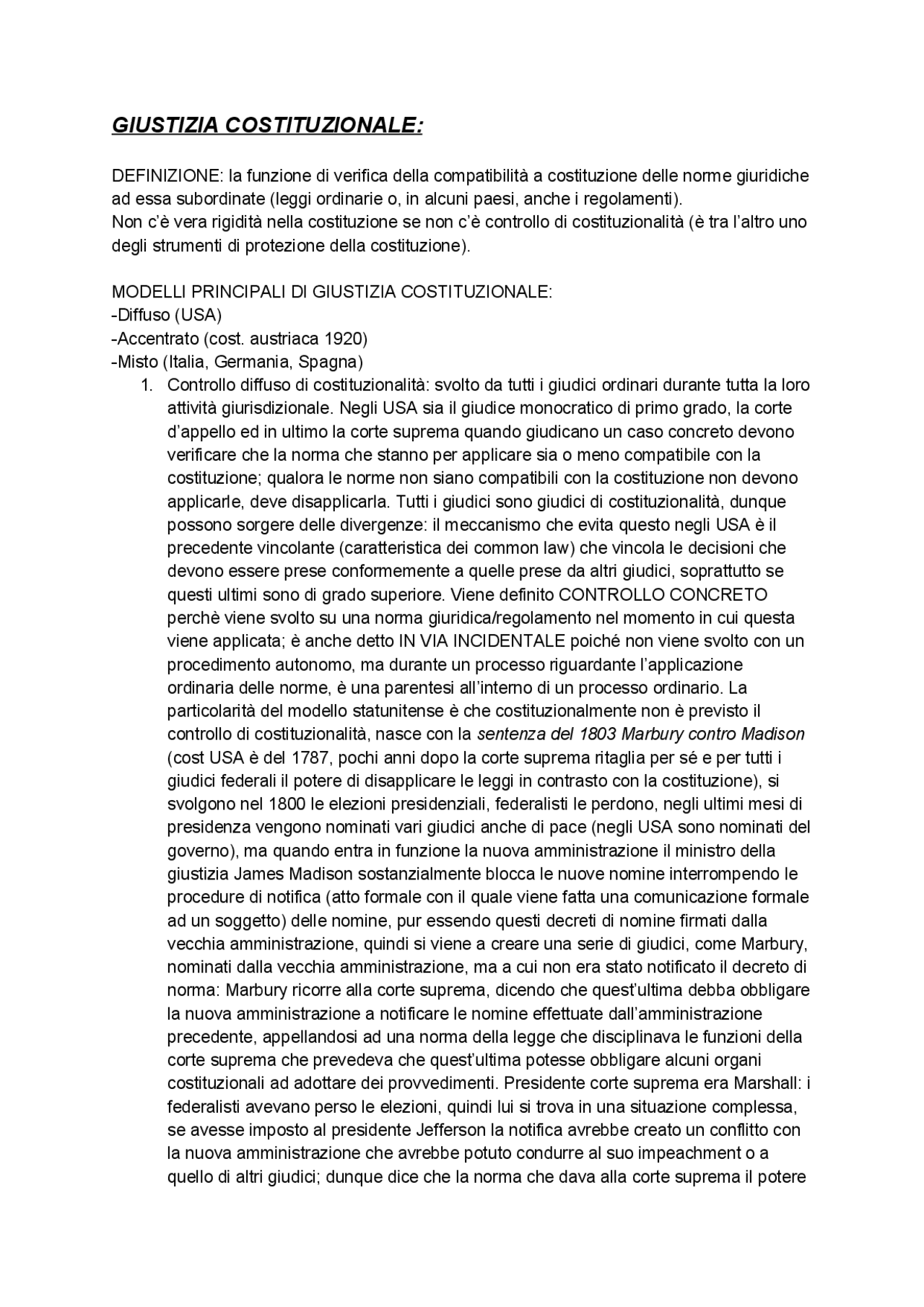 Giustizia Costituzionale Docsity