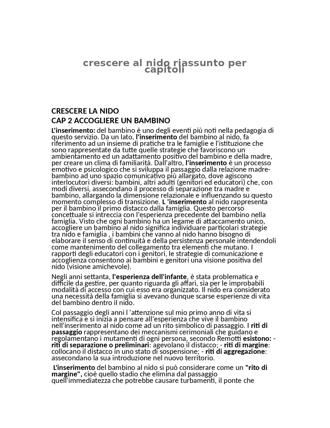 Crescere Al Nido Modelli Di Mediazione Didattica Docsity