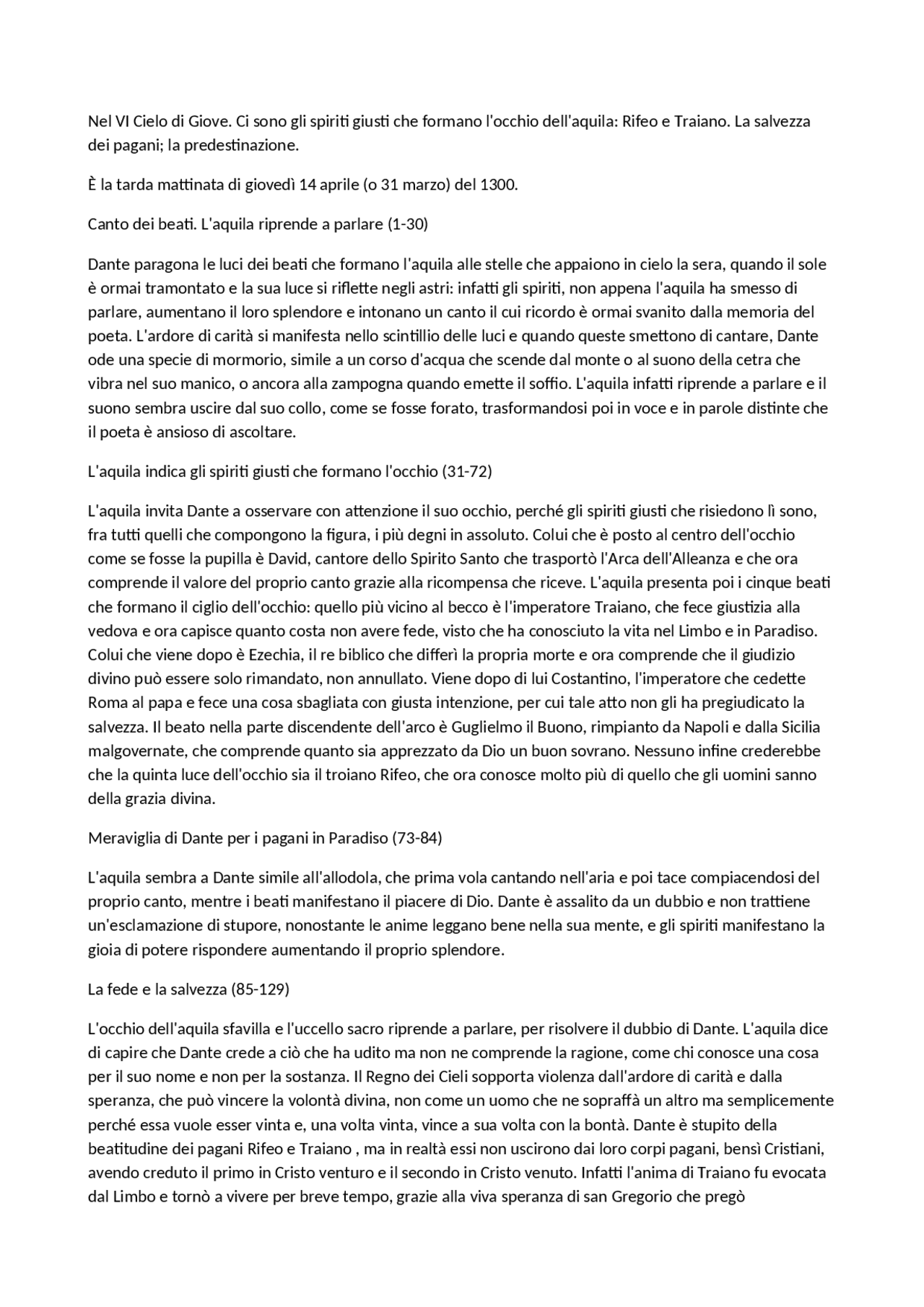 Canti Divina Commedia Sintesi Docsity