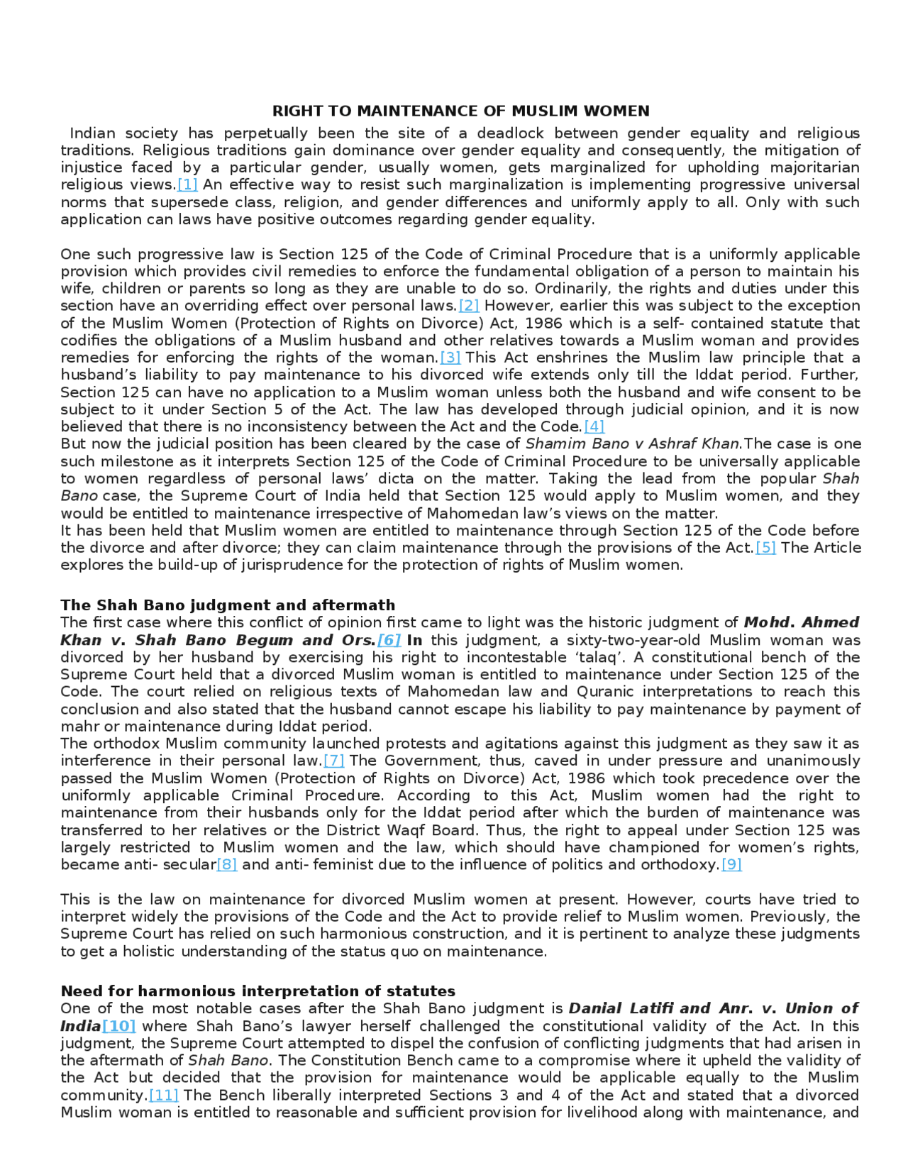 Right to maintenance hindu law and crpc - Docsity