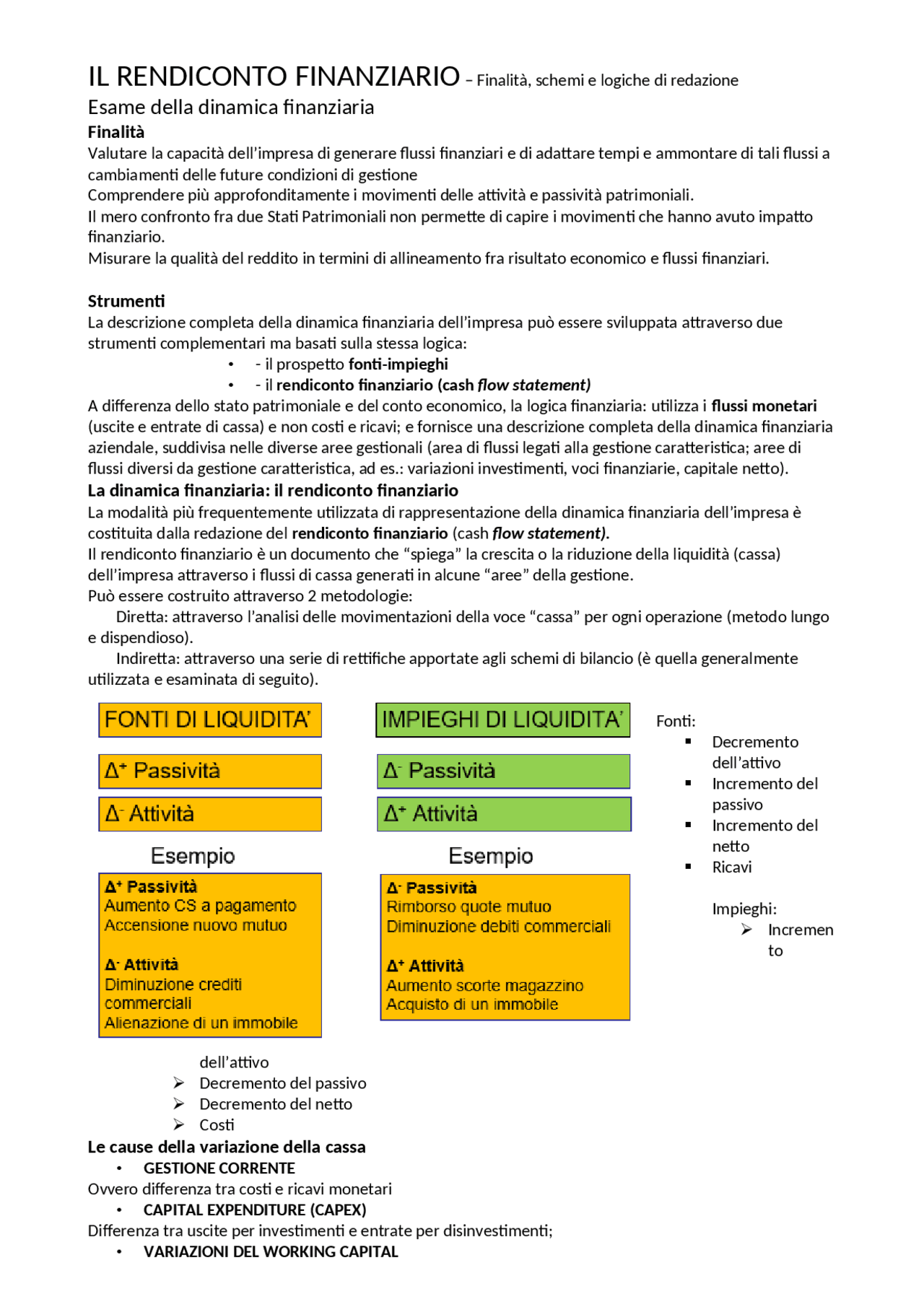 Il rendiconto finanziario - Docsity