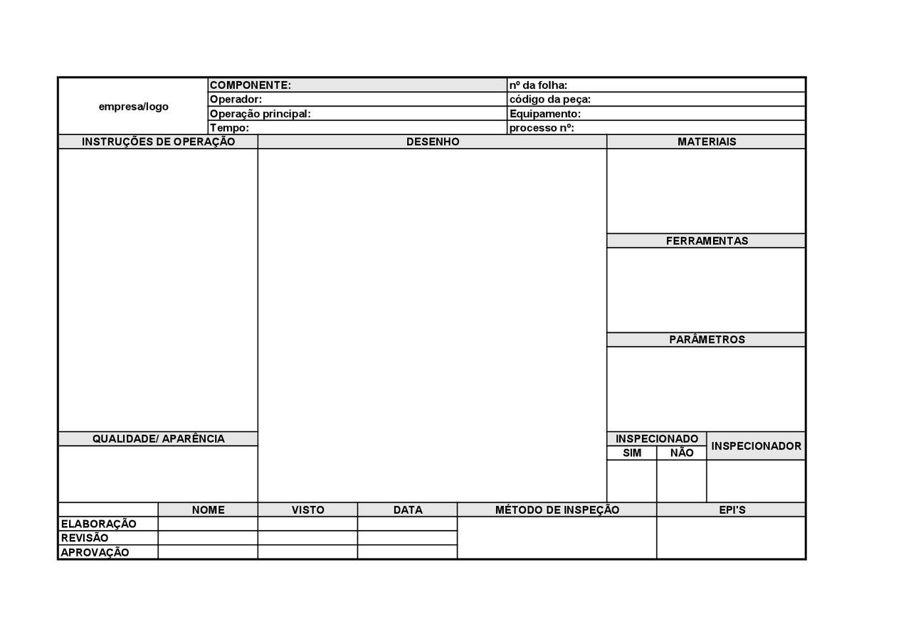 Folha de processo e plano de controle - Docsity