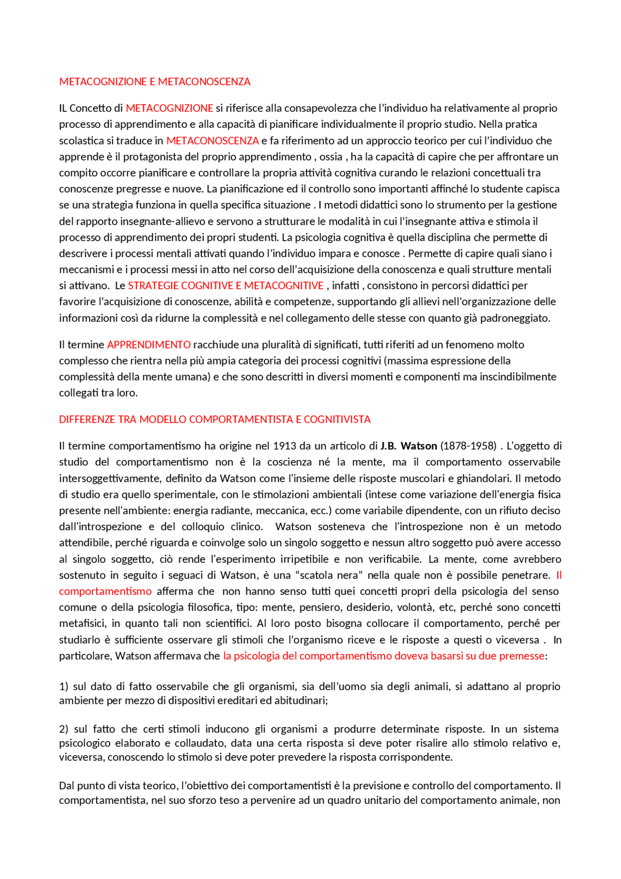 Metacognizione E Strategie Metacognitive Docsity