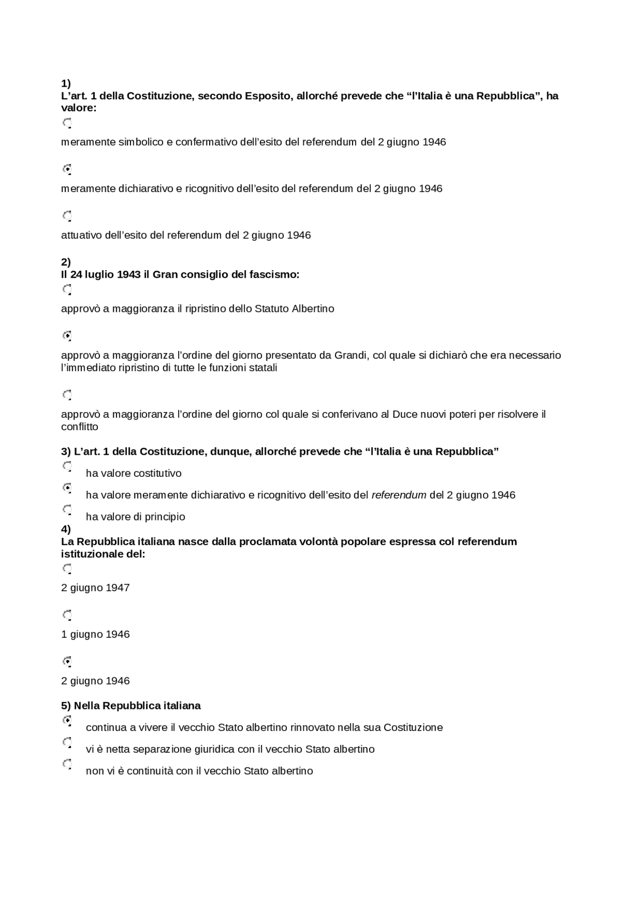 Test Modulo 2 Diritto Pubblico Docsity