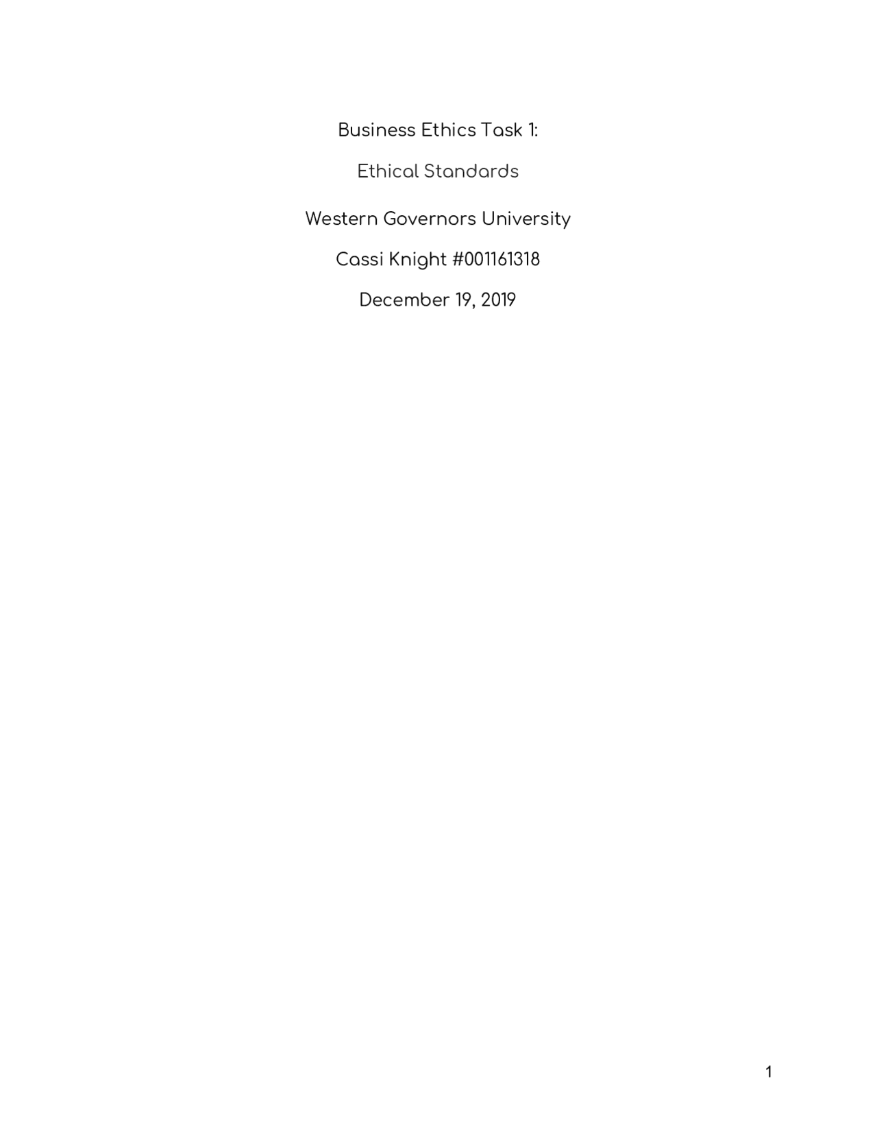 Task 1 Business Ethics Docsity