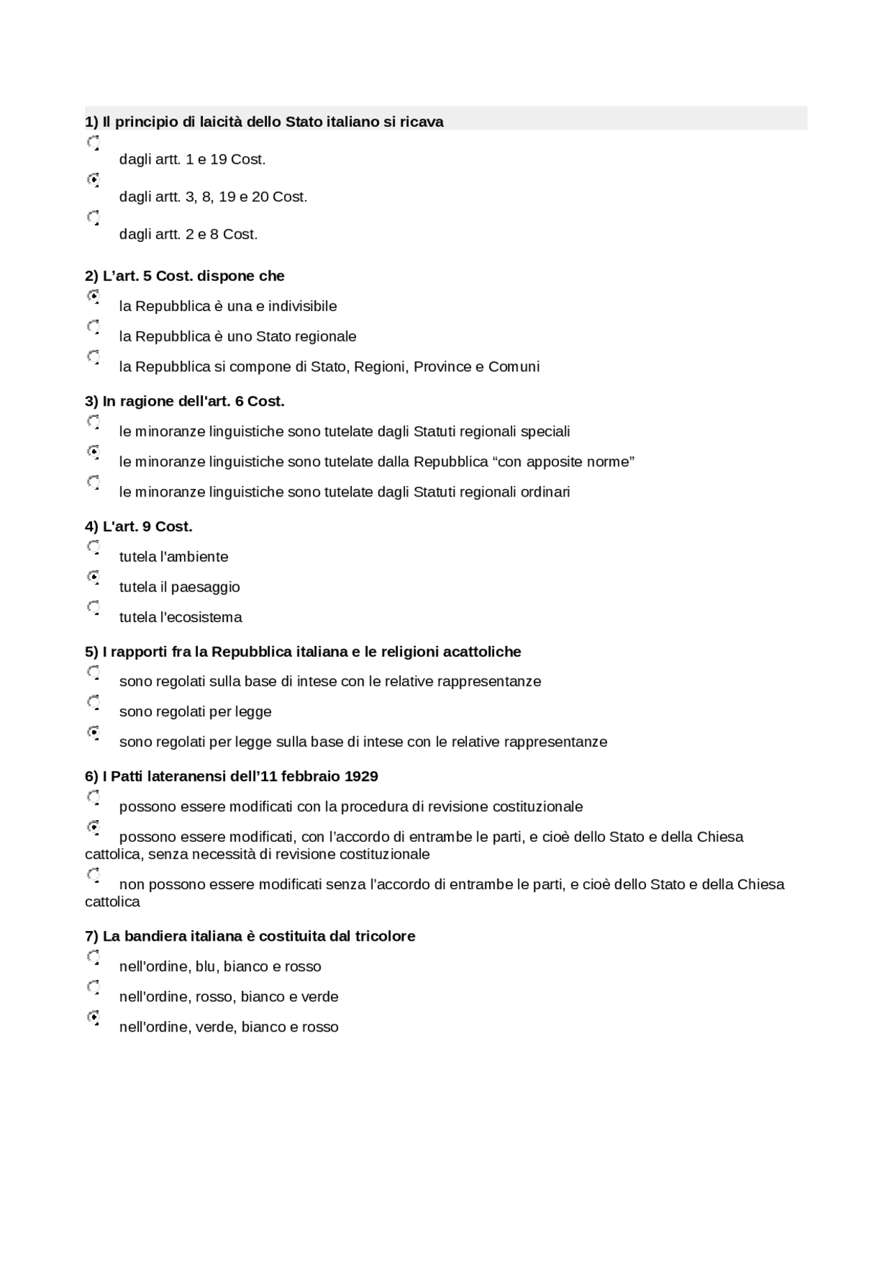 Test Modulo 3 Diritto Pubblico Docsity