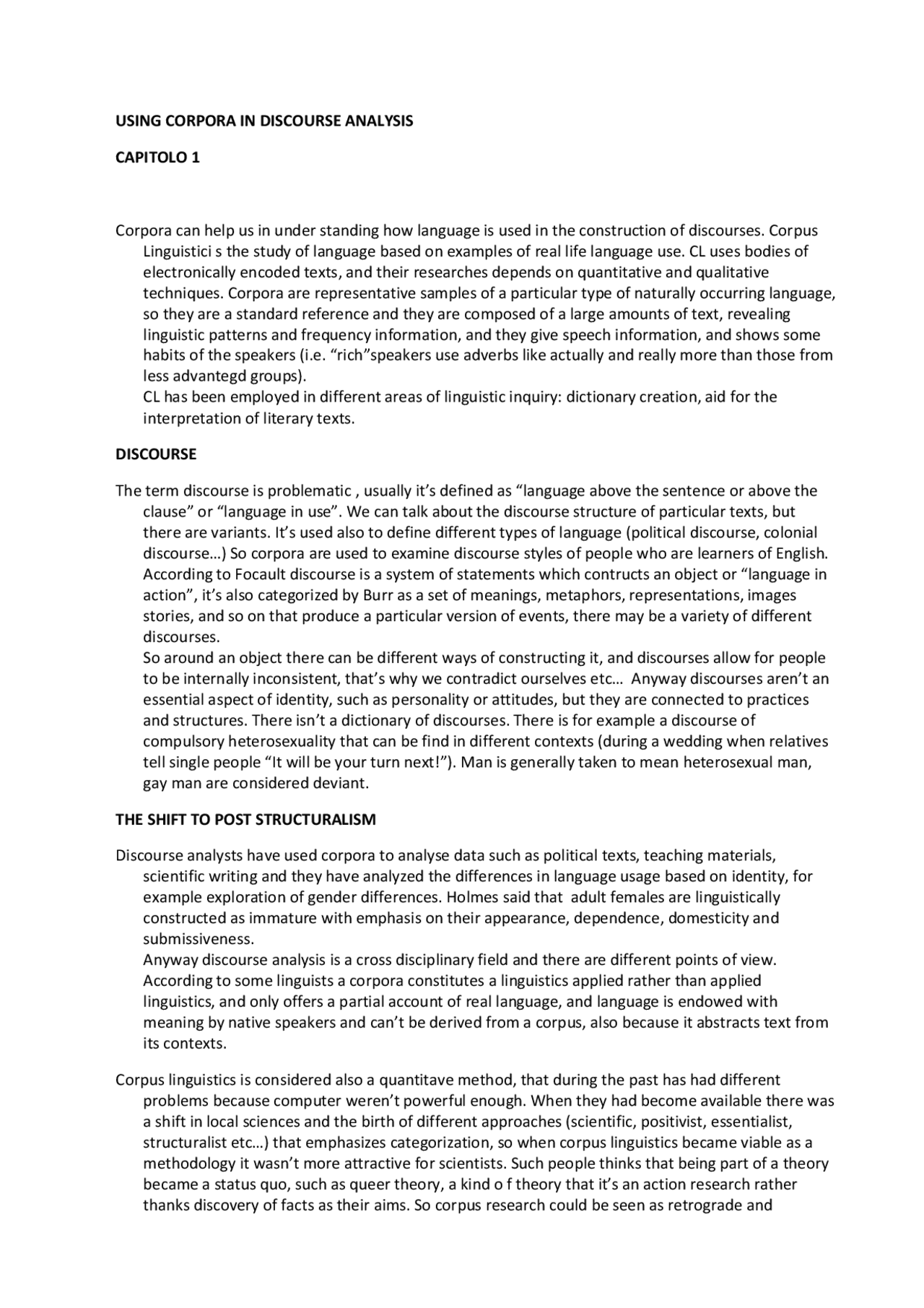 Linguistica Inglese - Using corpora - Docsity