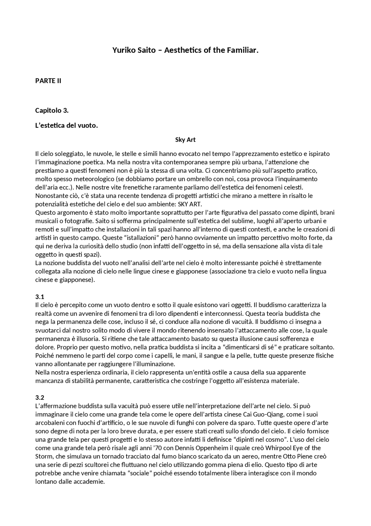 Yuriko Saito - Aesthetics of the familiar - Docsity