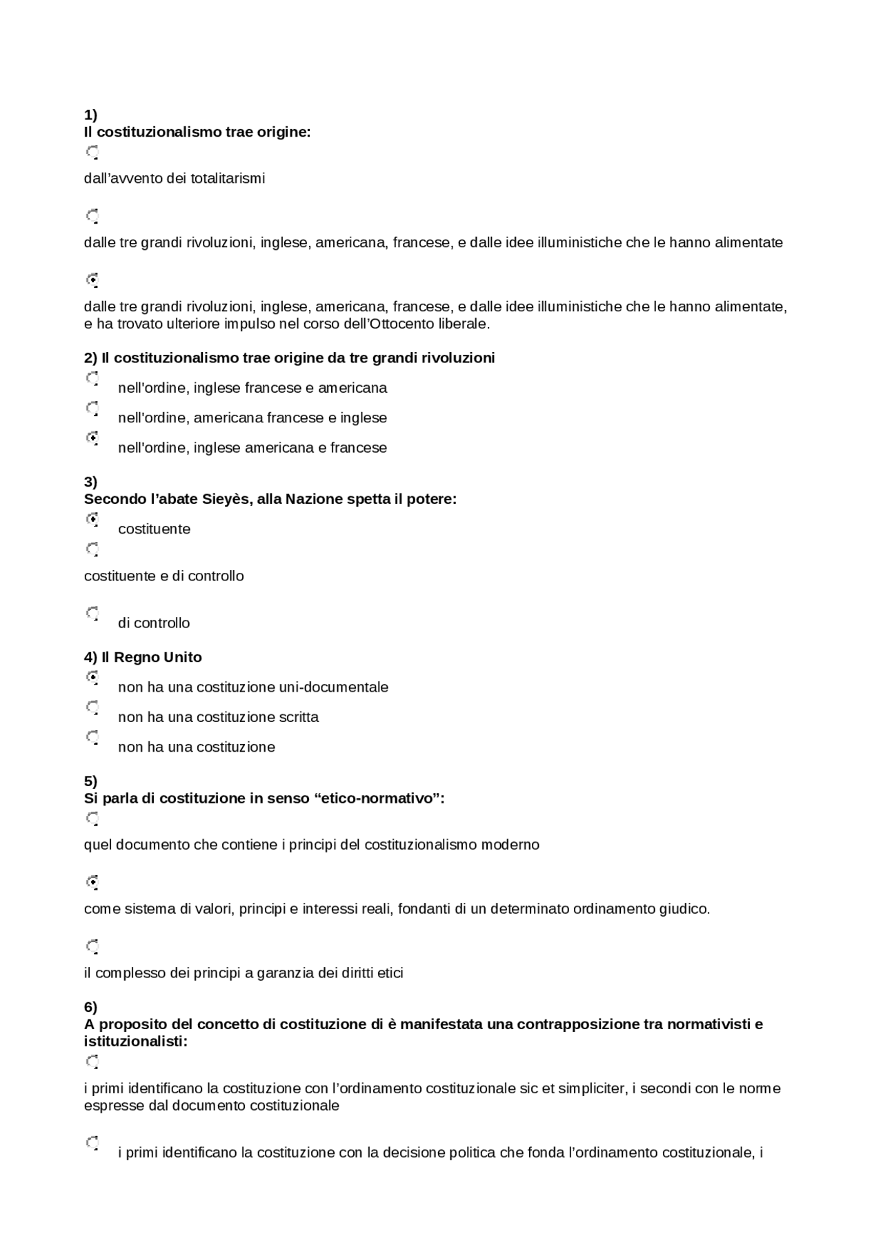 Test Modulo 2 Diritto Pubblico Docsity