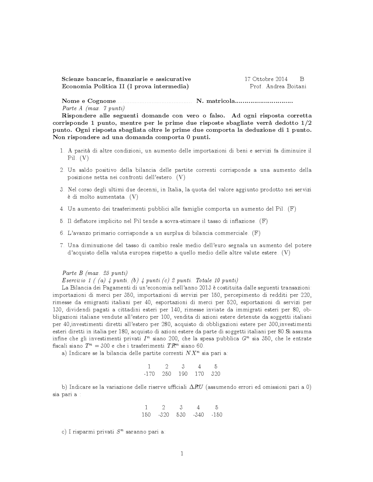 Esame Macroeconomia Boitani Docsity
