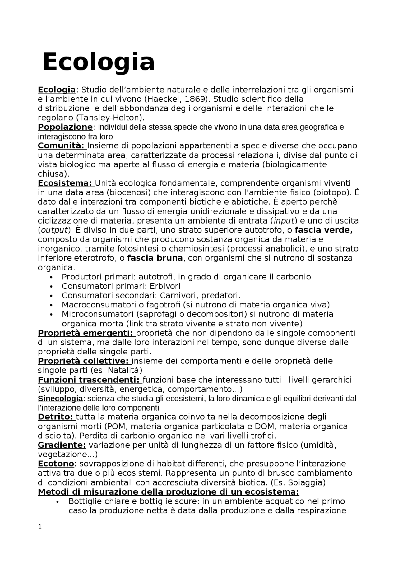 Appunti Di Ecologia Docsity