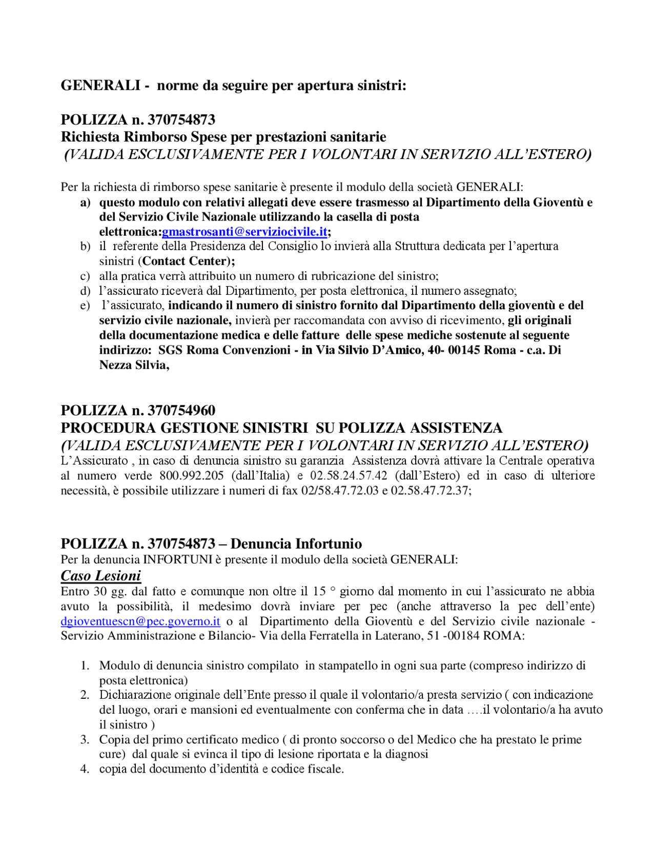Assicurazione Servizio Civile Docsity