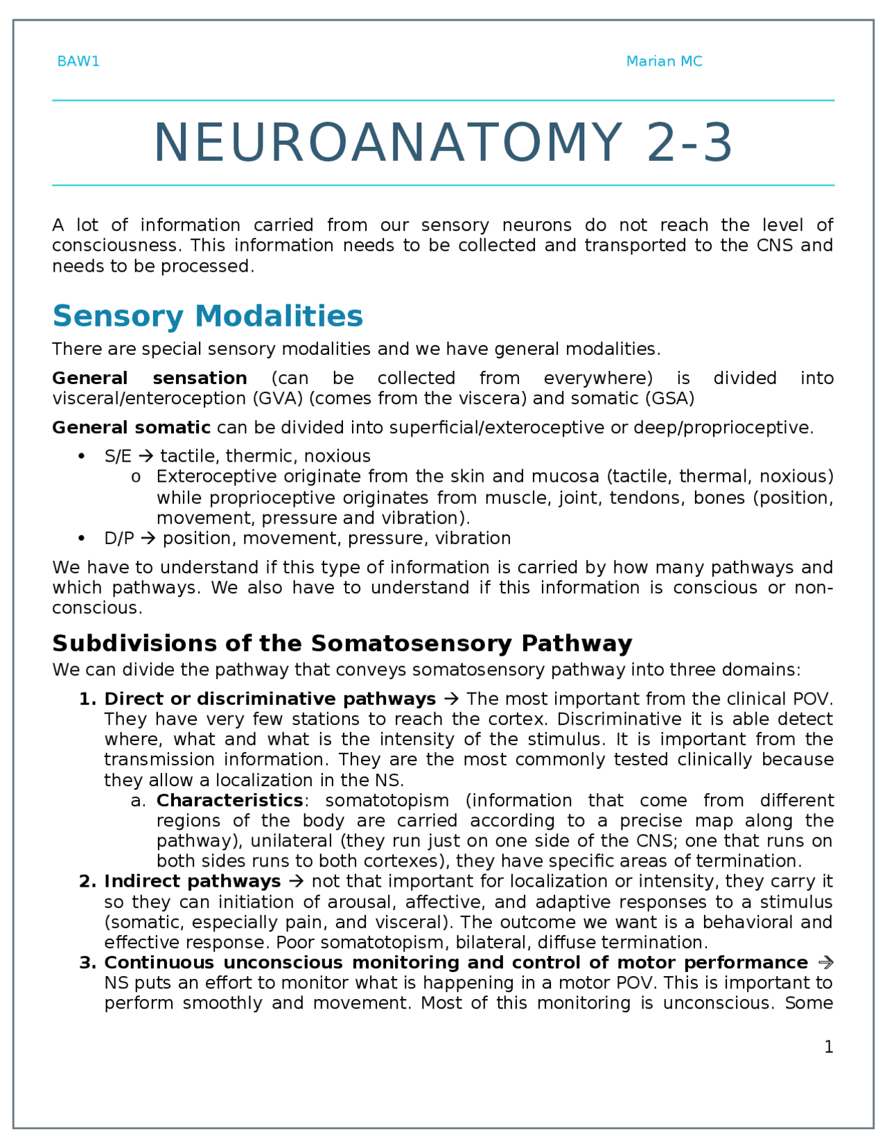 Ascending Pathways of the Brain - Corticospinal tract - Docsity