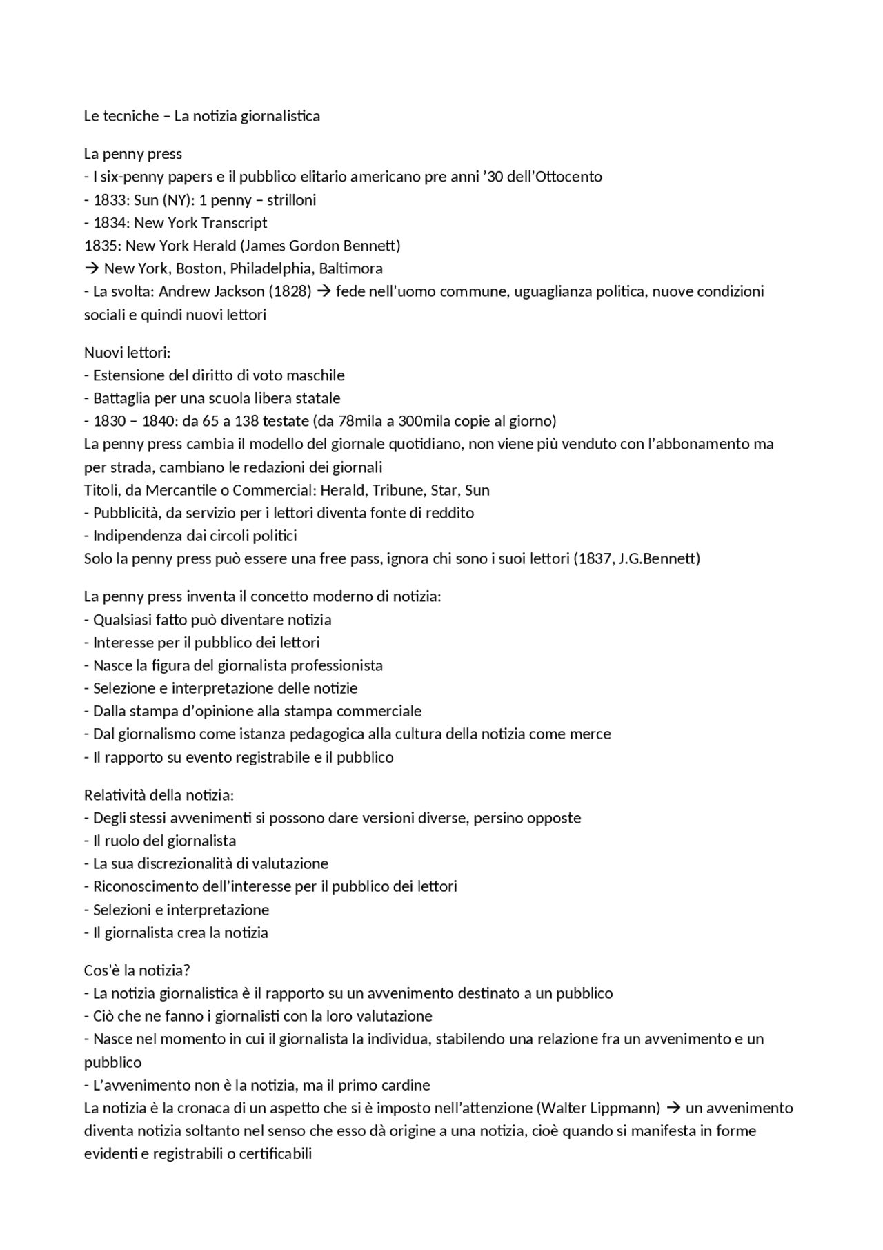 Storia Del Giornalismo Docsity