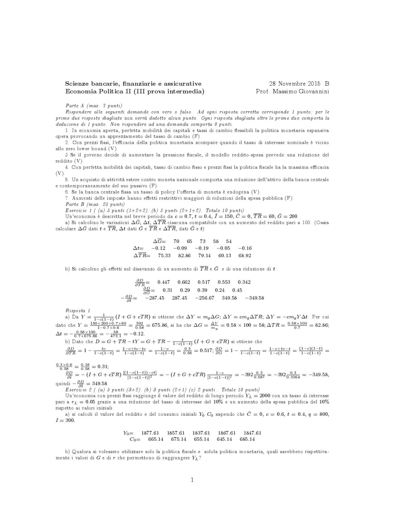 Esame Macroeconomia Parziale Docsity