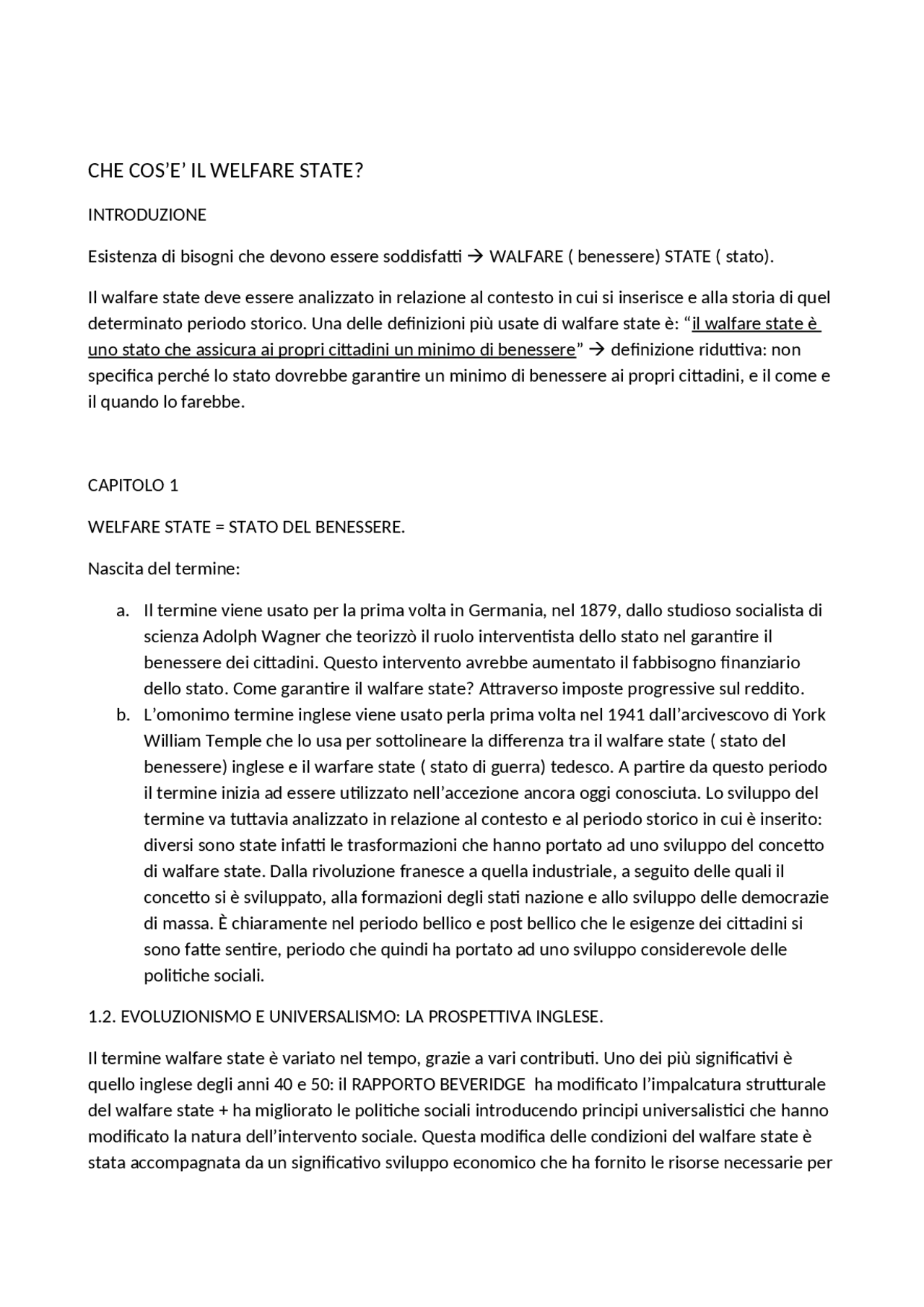 Che Cose Il Welfare State Docsity