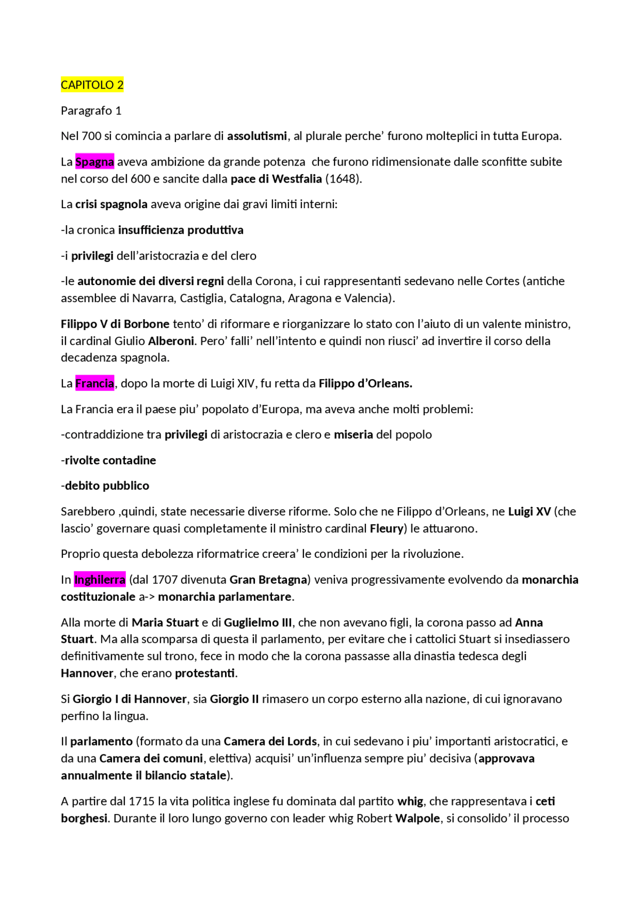 Assolutismi E Guerre Nel Settecento Docsity