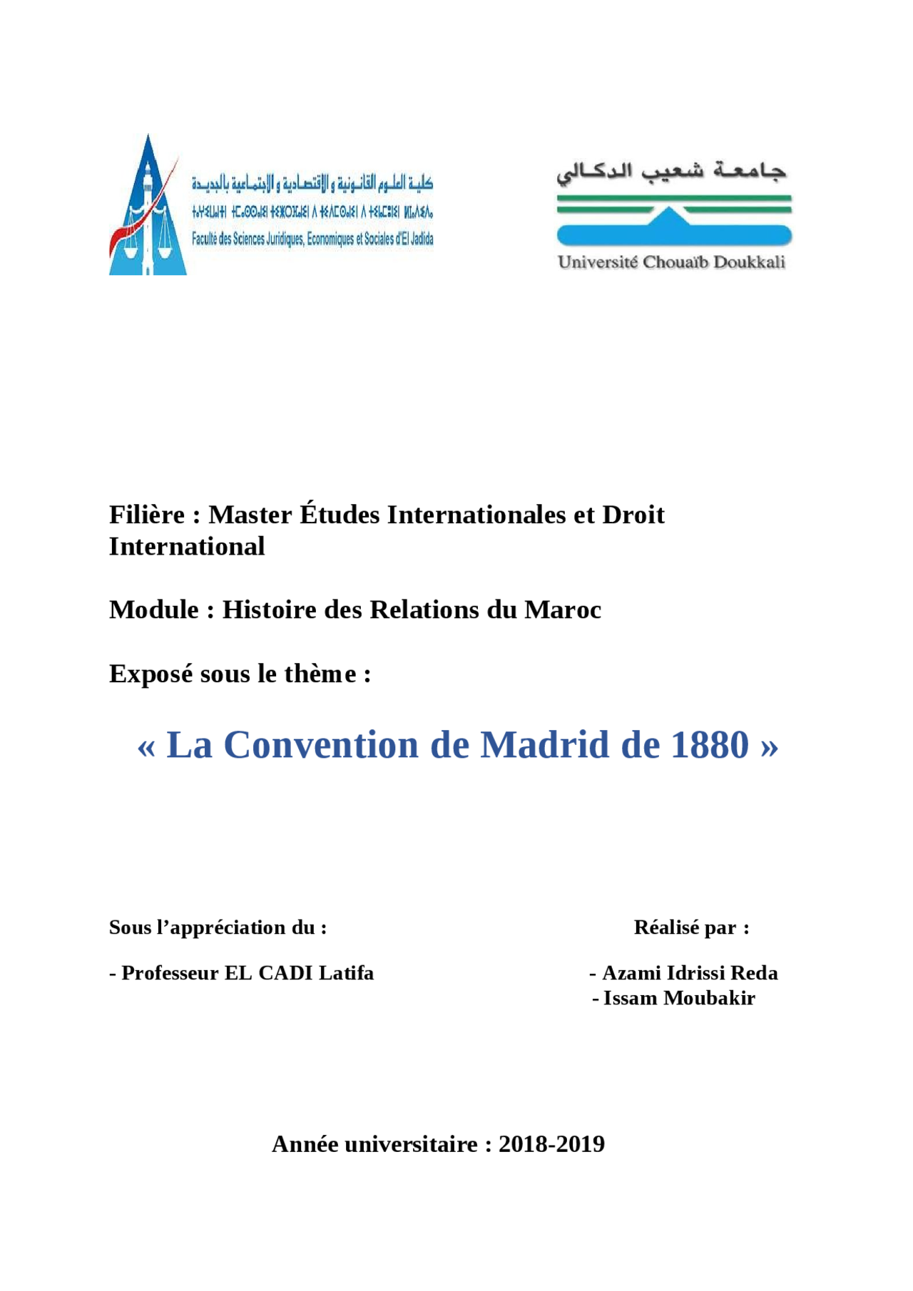 Convention de Madrid de 1880 - Docsity