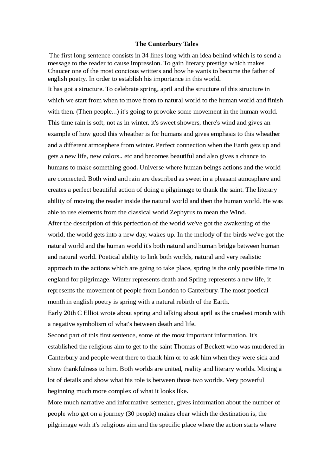 The Canterbury Tales Analysis | Apuntes de Literatura inglesa | Docsity