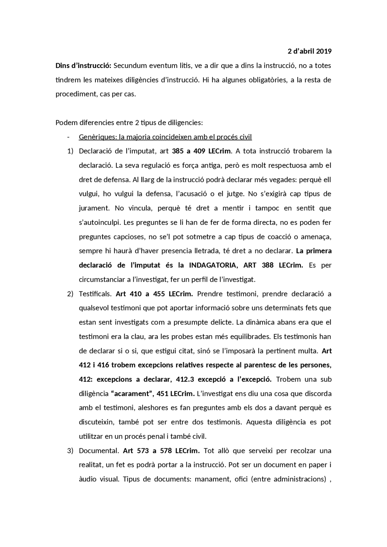 Apunts dret processal penal - Docsity