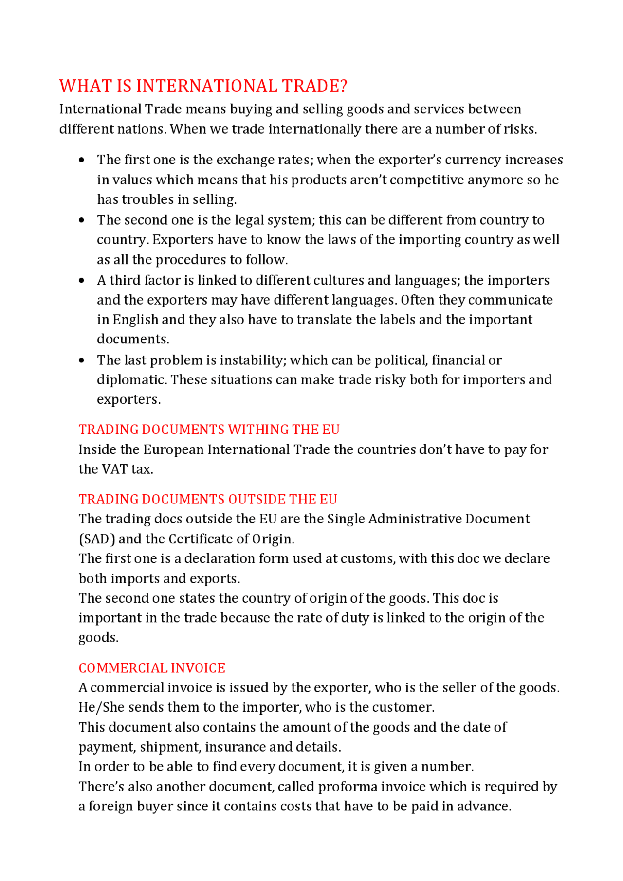 International Trade Docsity