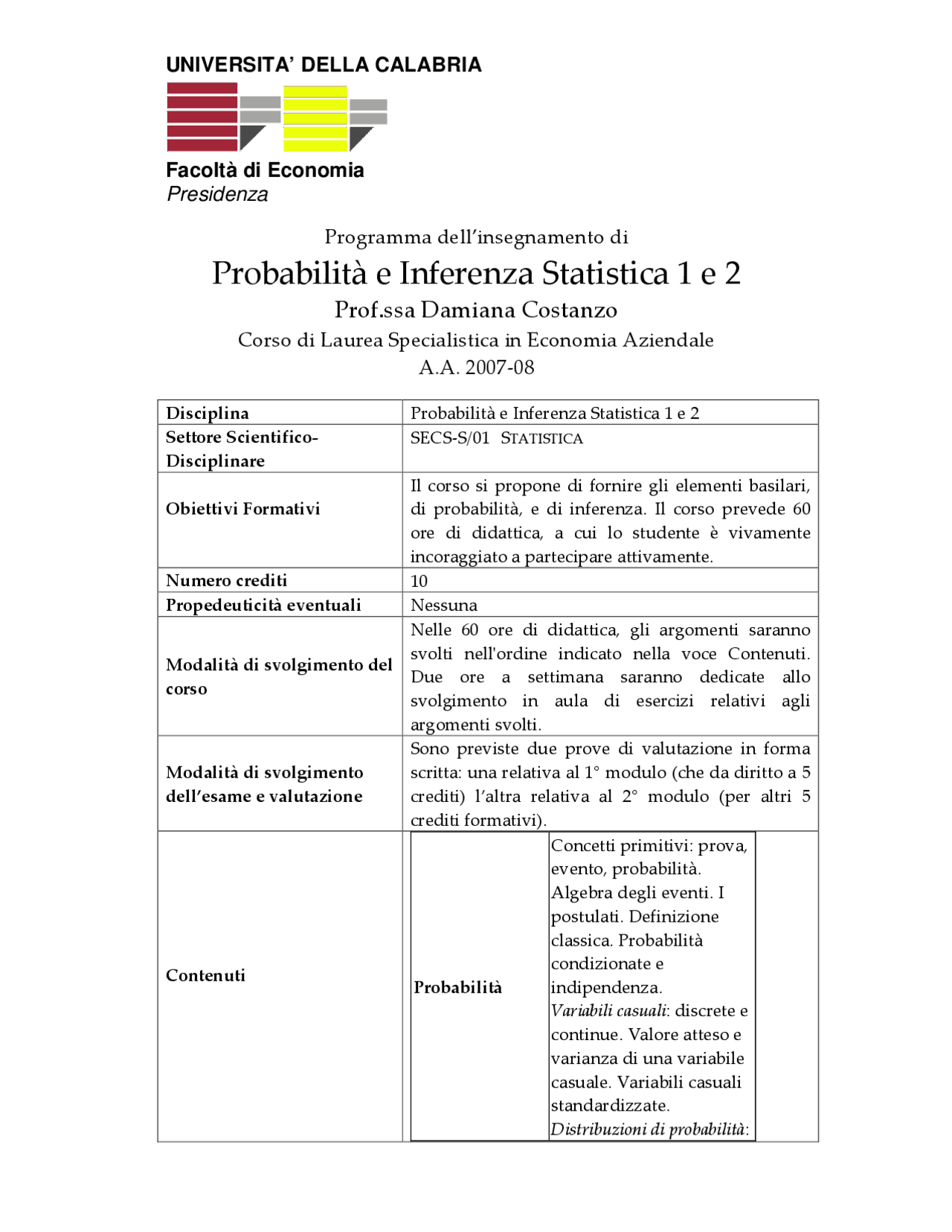 Inferenza Statistica Traccia Esame Docsity