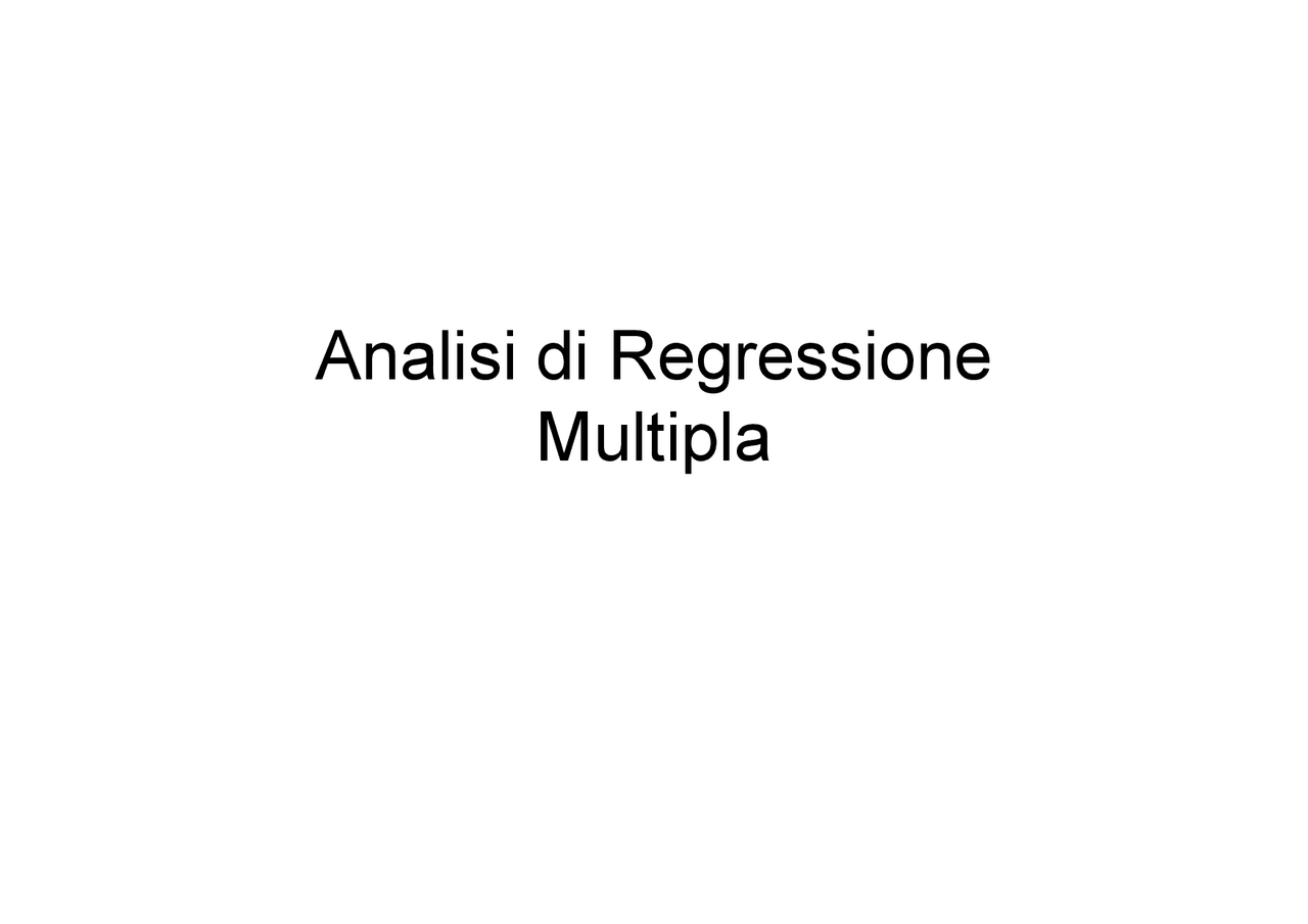 Regressione Multipla Parte 1 Slide Di Econometria Docsity