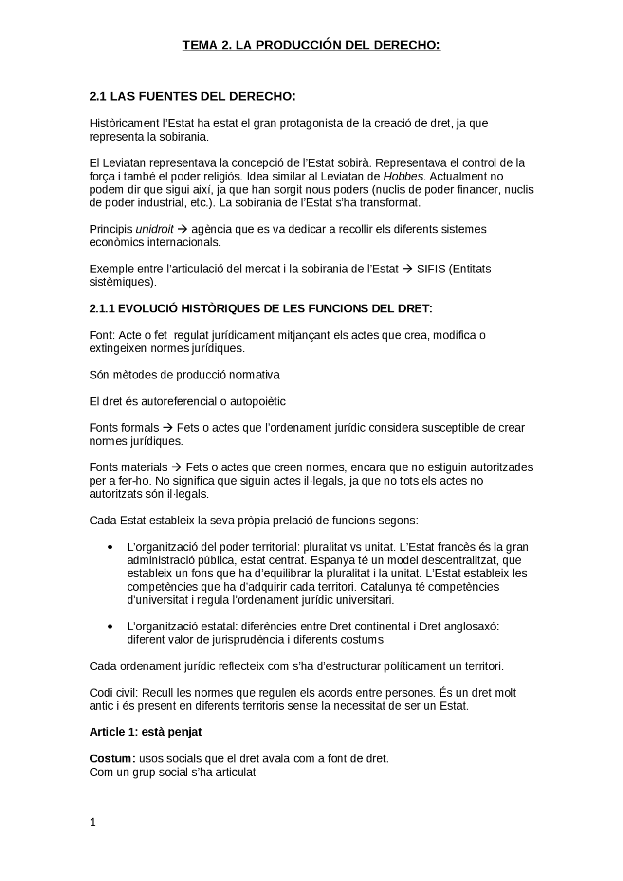 Tema 2 Fonaments Del Dret Docsity