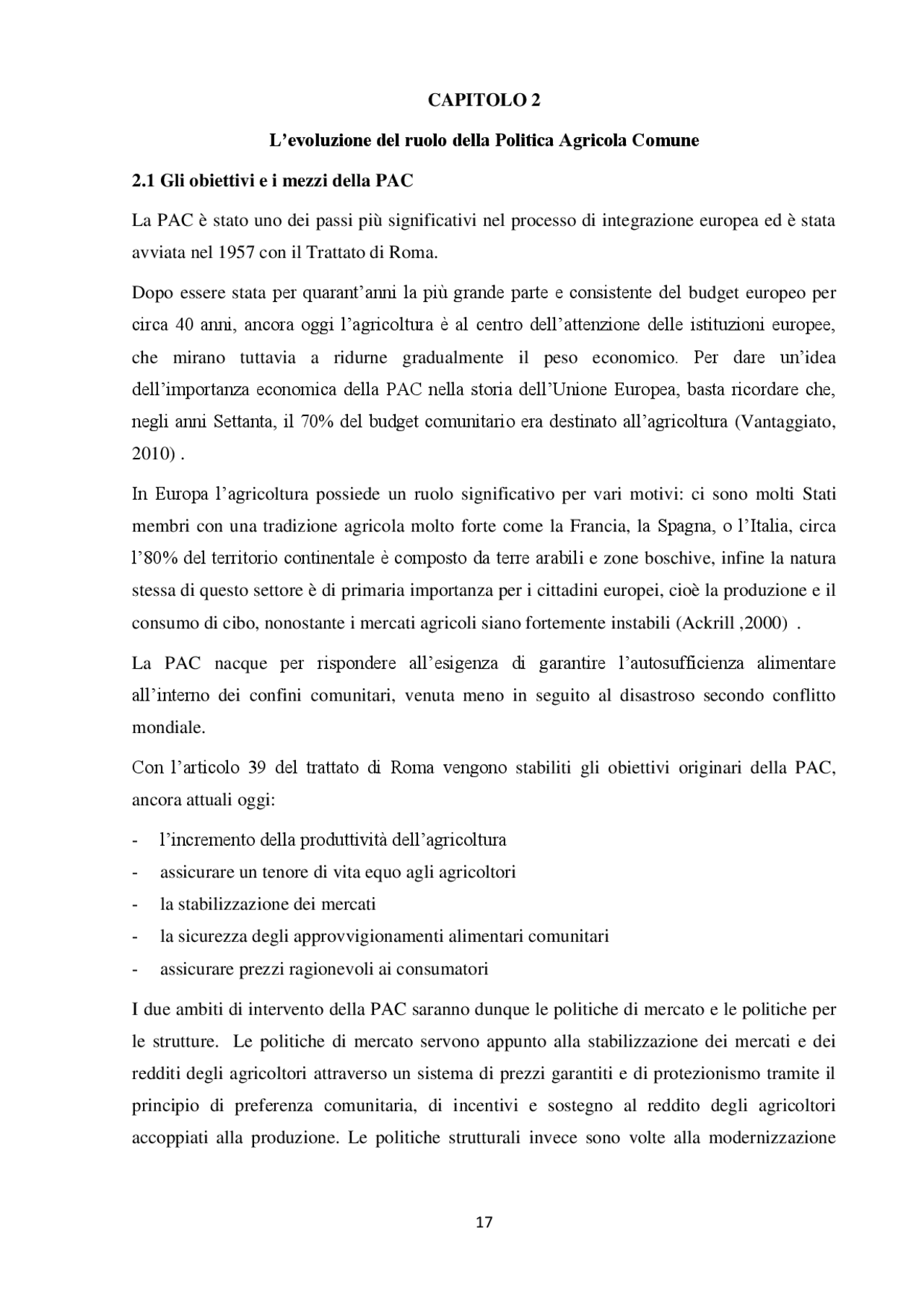 L'evoluzione del ruolo della Politica Agricola Comune - Docsity