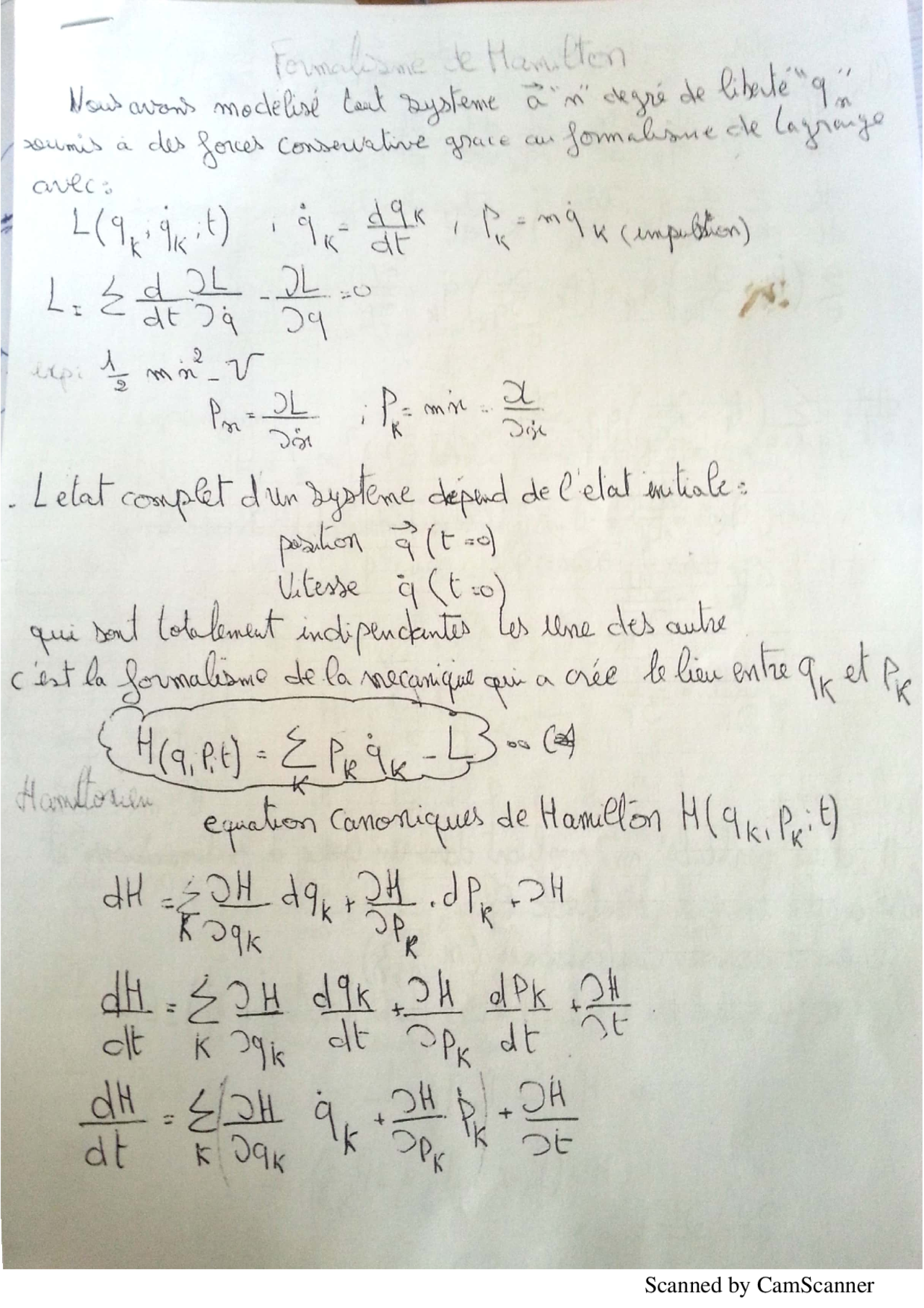 Mécanique Analytique Summaries Physics Docsity
