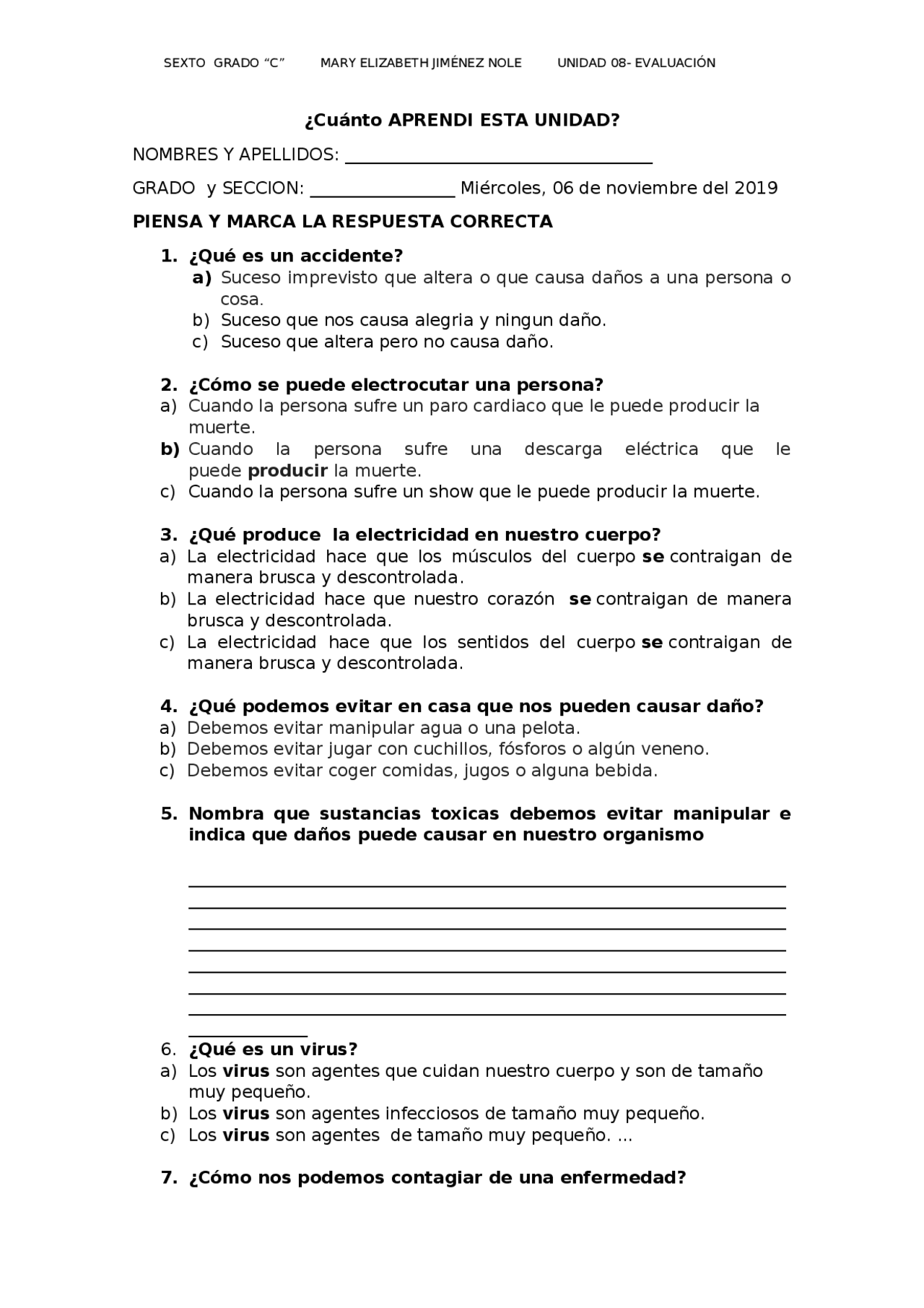 EXAMEN DE CIENCIA Y TECNOLOGIA - Docsity