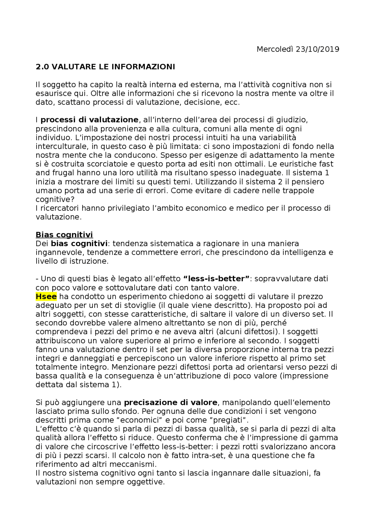 Appunti Di Una Lezione Psico Cognitiva Applicata Docsity