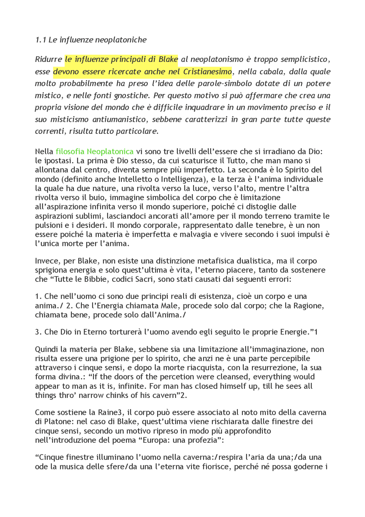 Appunti Su William Blake Docsity