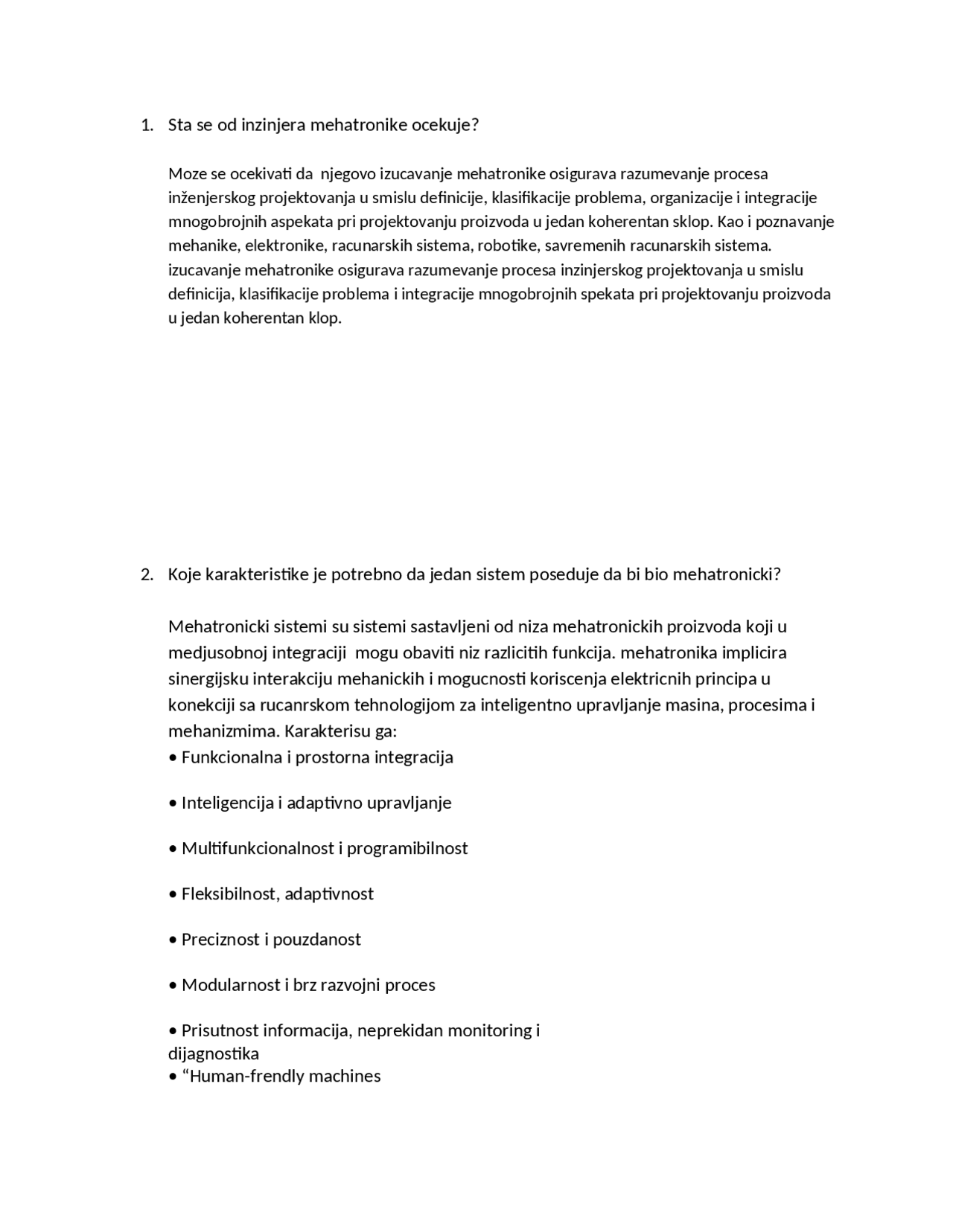 Mehatronika Sa Ispitnim Pitanjima Beleške Predlog Mehanotronika