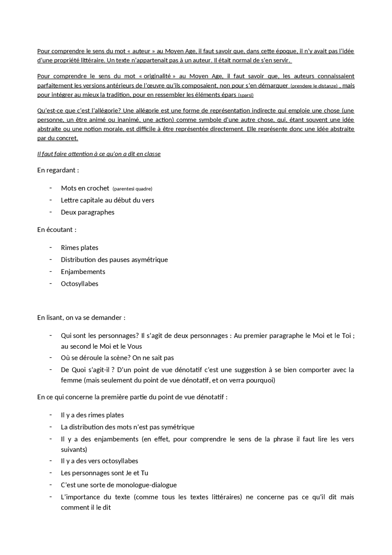 Letteratura Francese Le Moyen Age Docsity