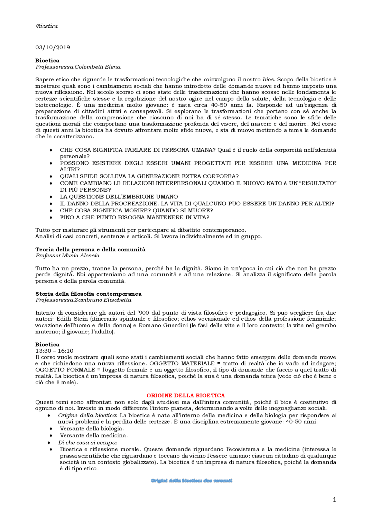 Bioetica Appunti Di Un Corso Semestrale Docsity