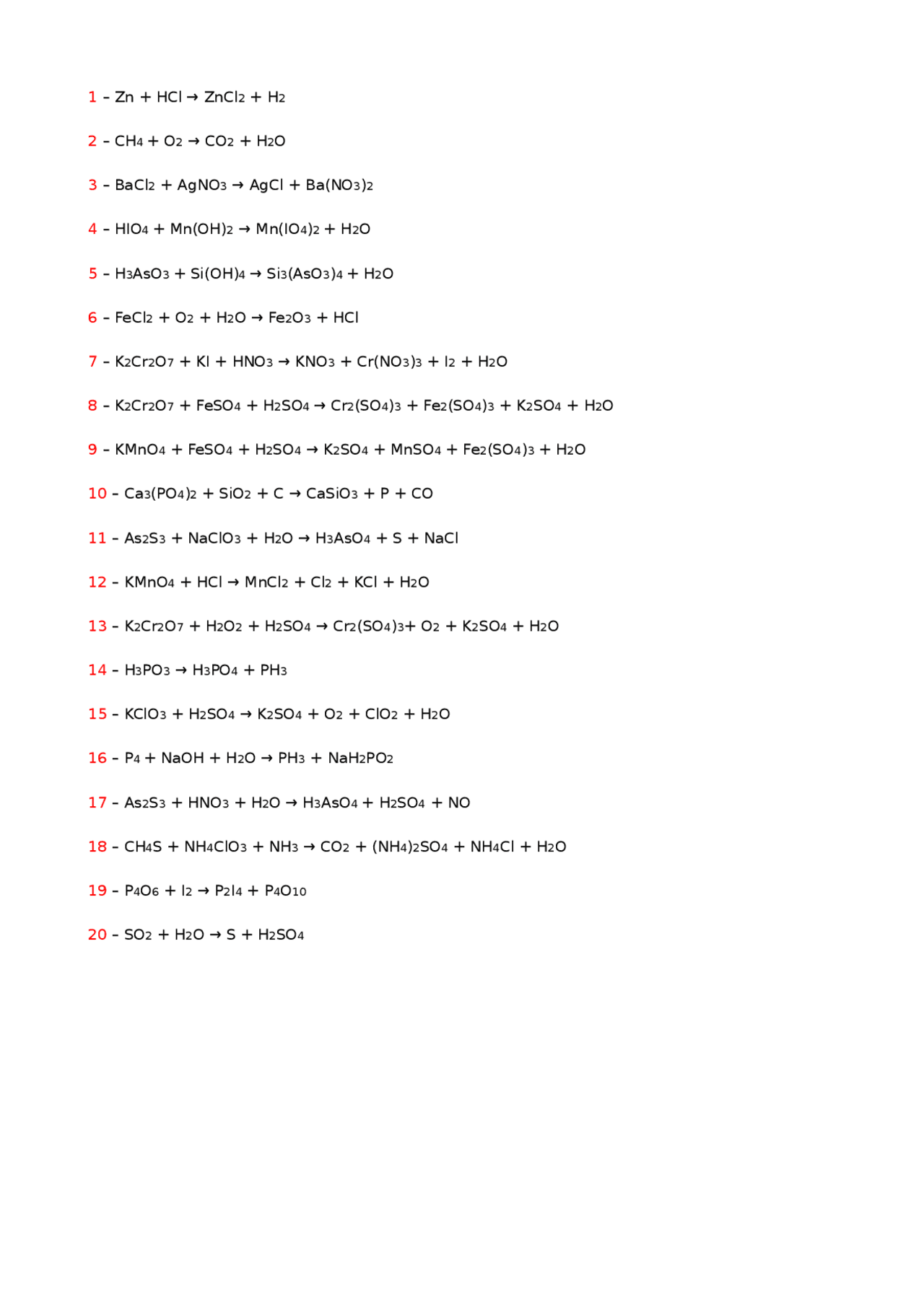 Reazioni Redox Da Bilanciare Con Risultato Docsity