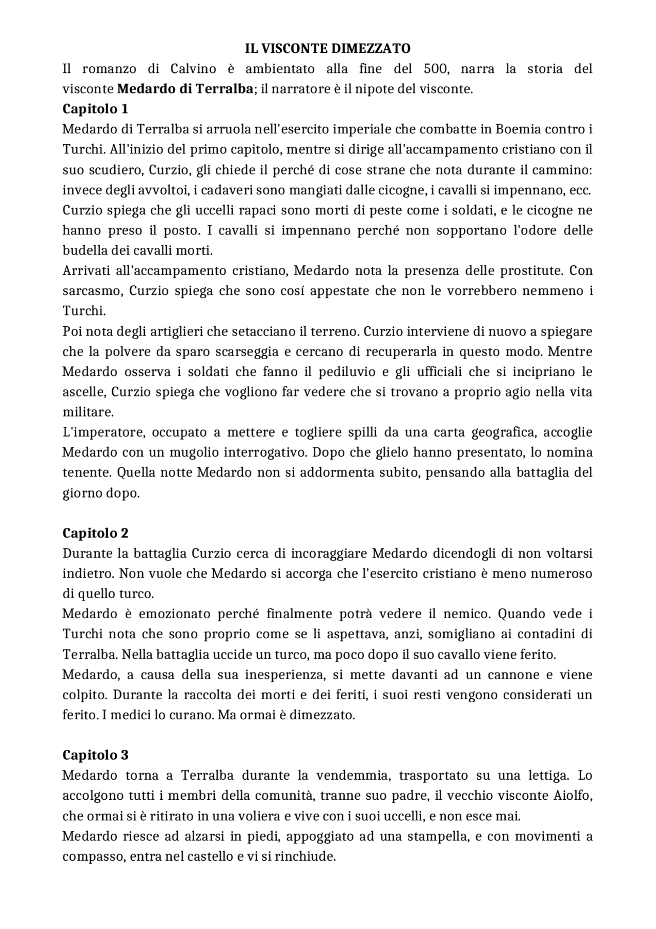 Il Visconte dimezzato di Italo Calvino - Docsity