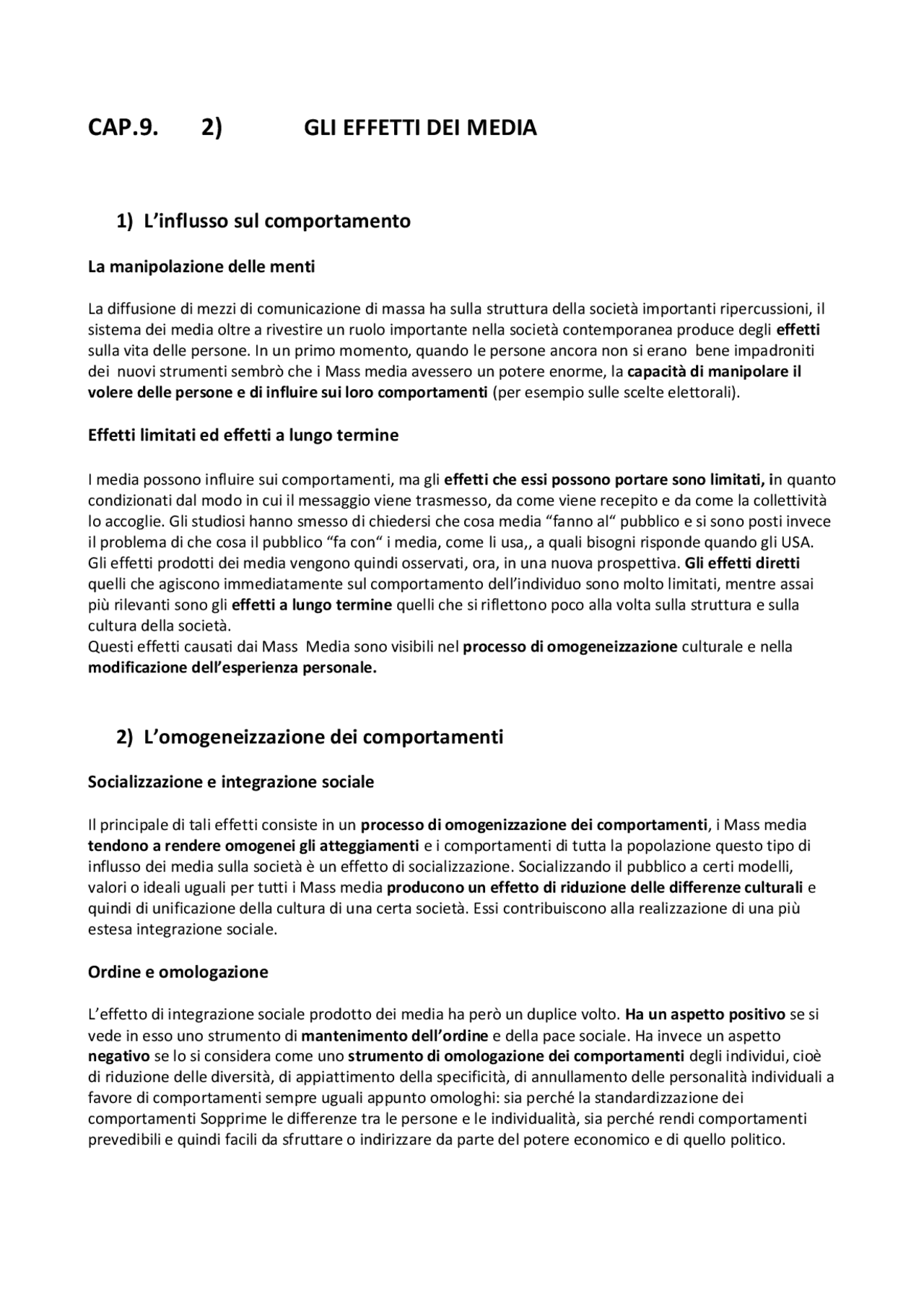 Gli Effetti Dei Media Allinterno Della Società Docsity