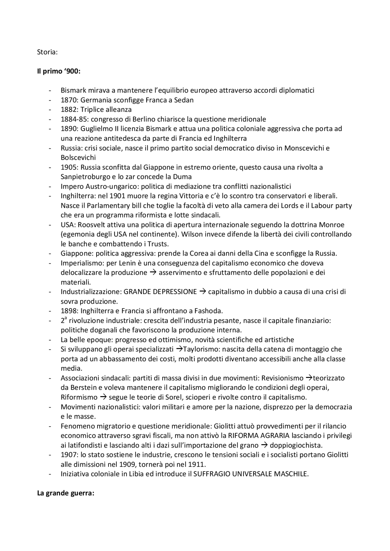 Appunti Storia 5 Superiore Docsity