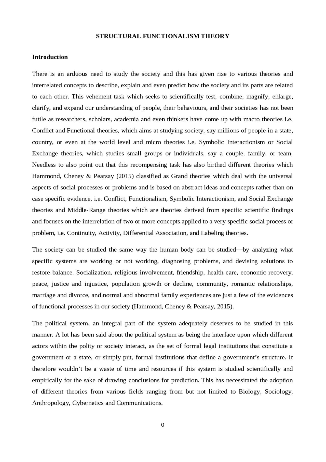 STRUCTURAL FUNCTIONALISM THEORY | Essays (university) Political Theory ...