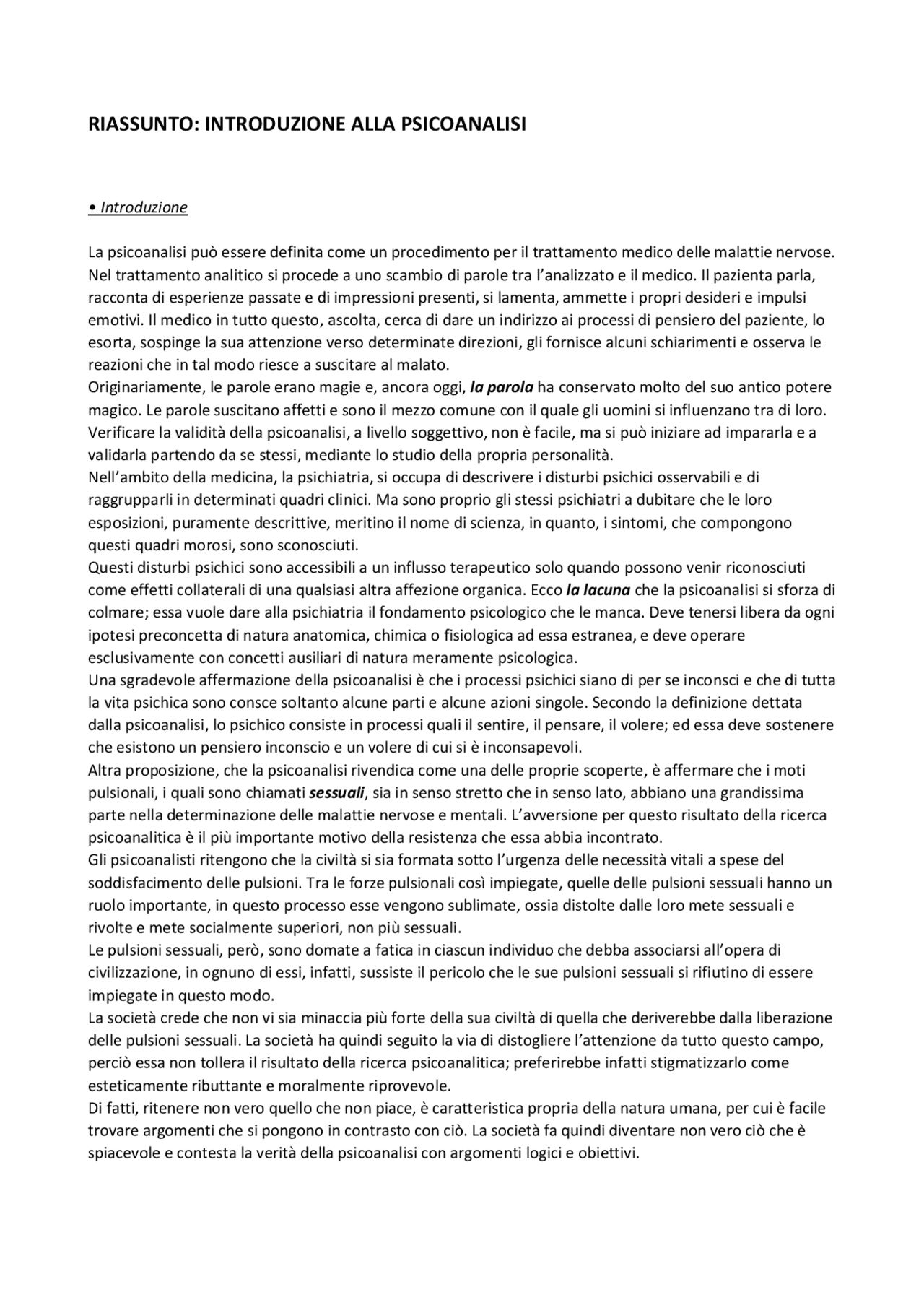 Introduzione Alla Psicanalisi Di Freud Docsity