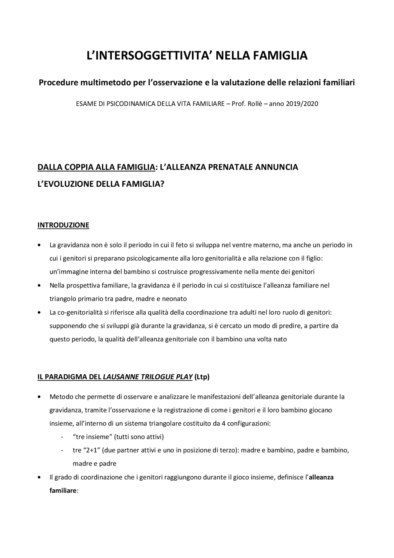 Riassunto Genitorialità Docsity