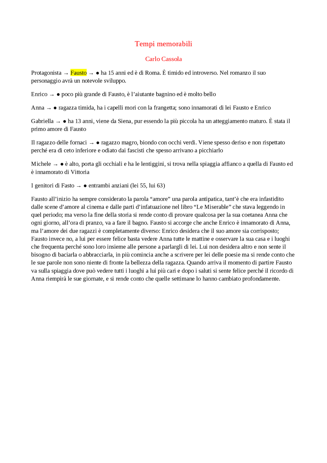 Tempi Memorabili Carlo Cassola Docsity