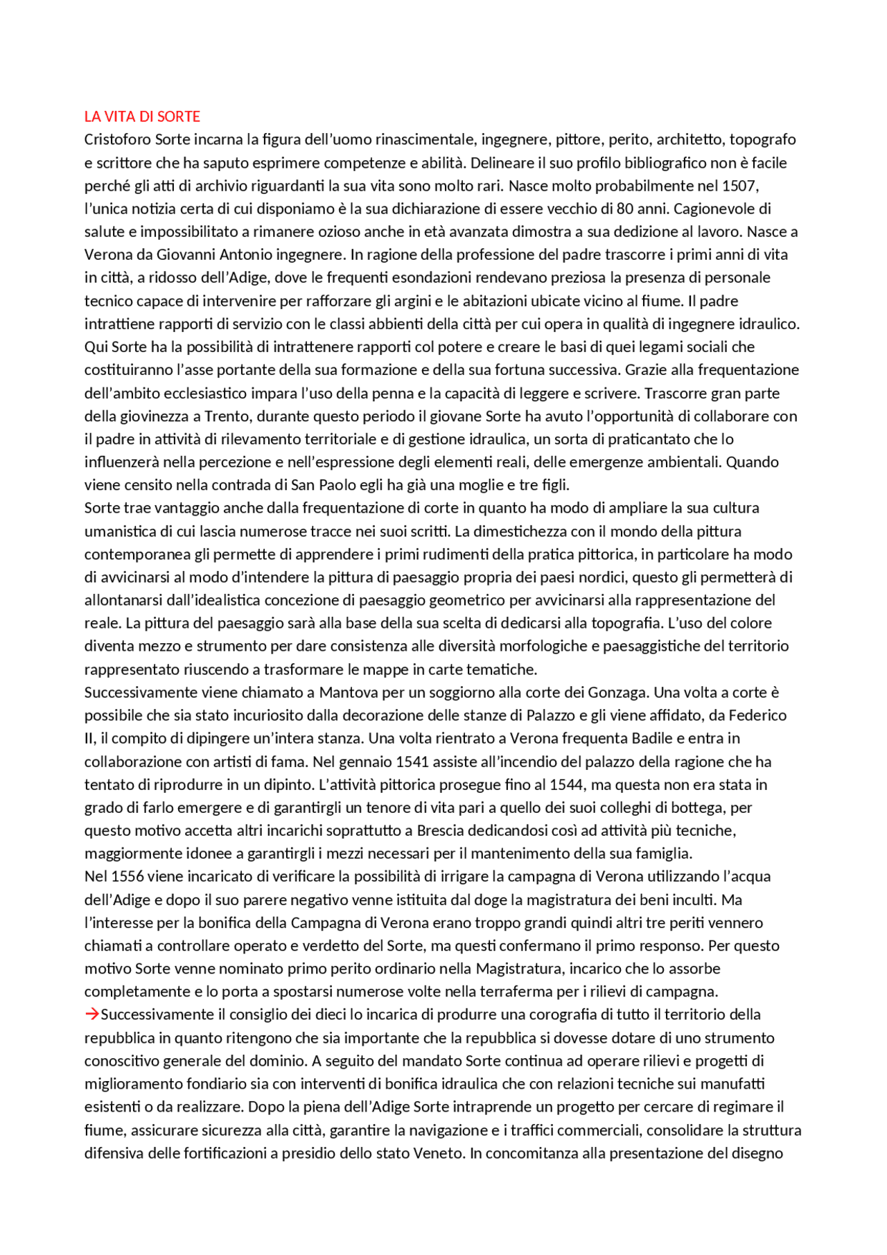 Riassunto Cristoforo Sorte e il suo tempo - Docsity