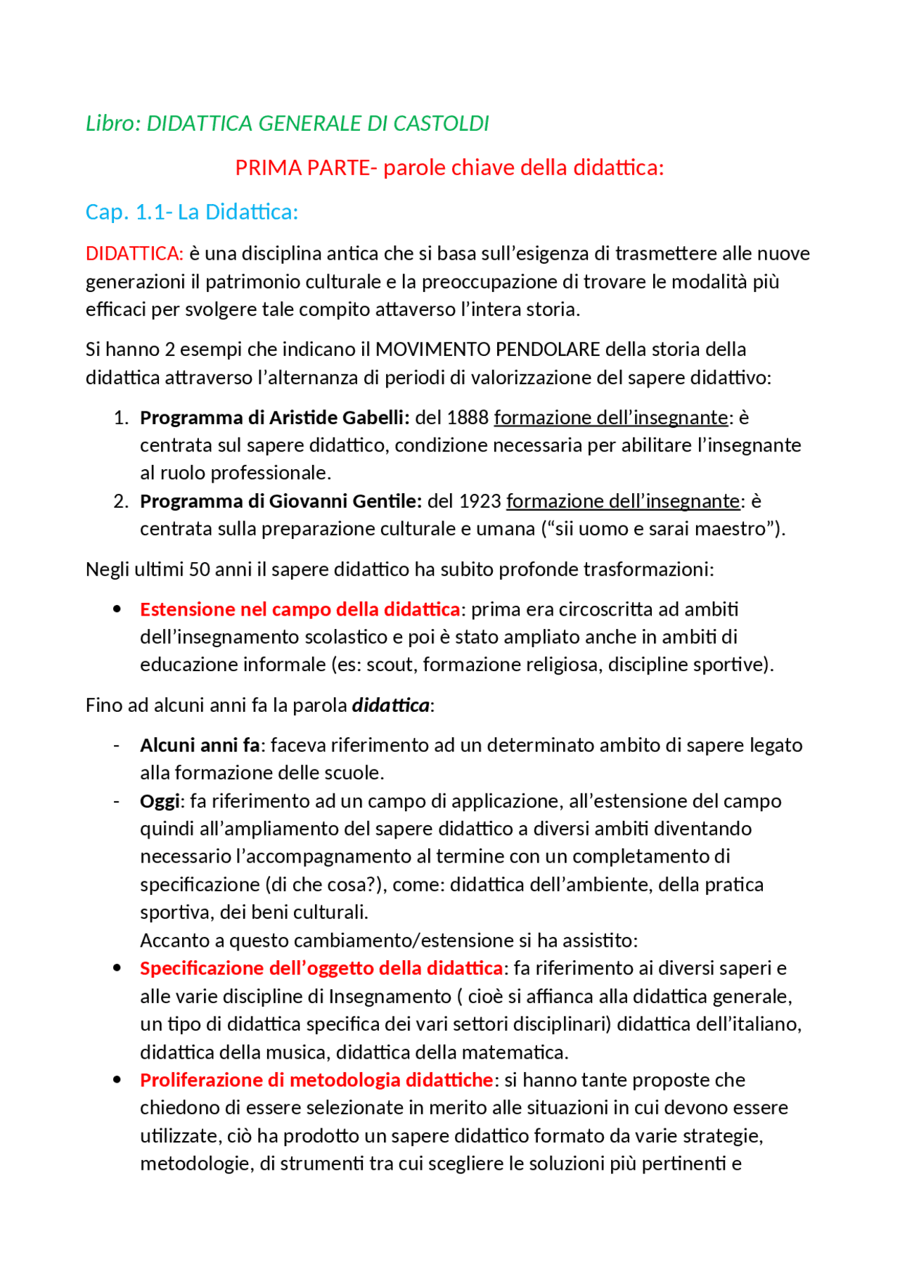 Manuale Didattica Generale Docsity