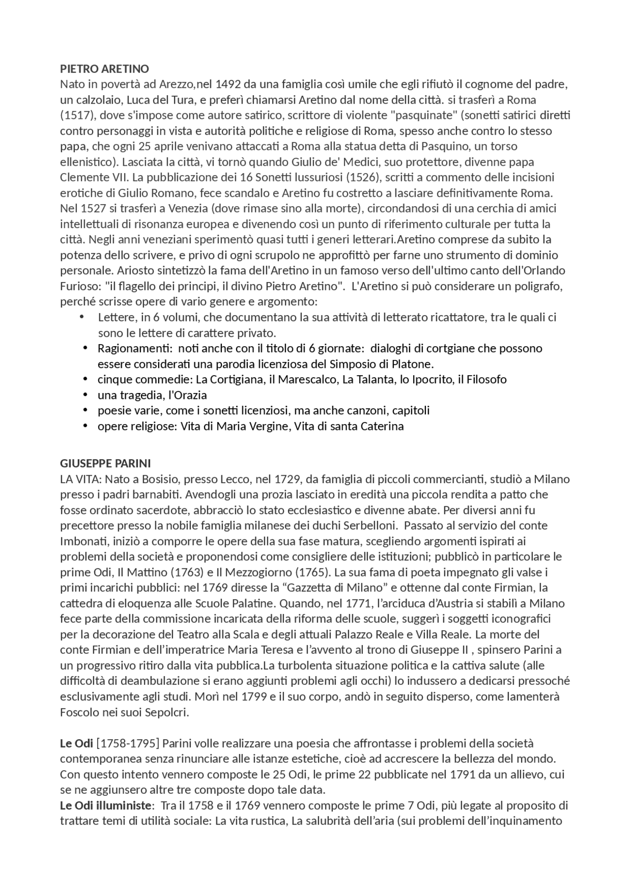 Riassunto Autori Italiani Docsity