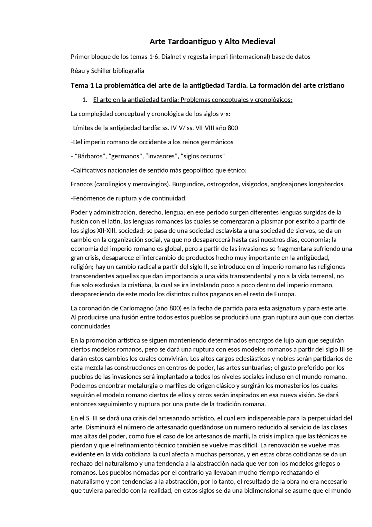 Apuntes Tardoantiguo. Bloque 1. Javier Martínez de Aguirre - Docsity